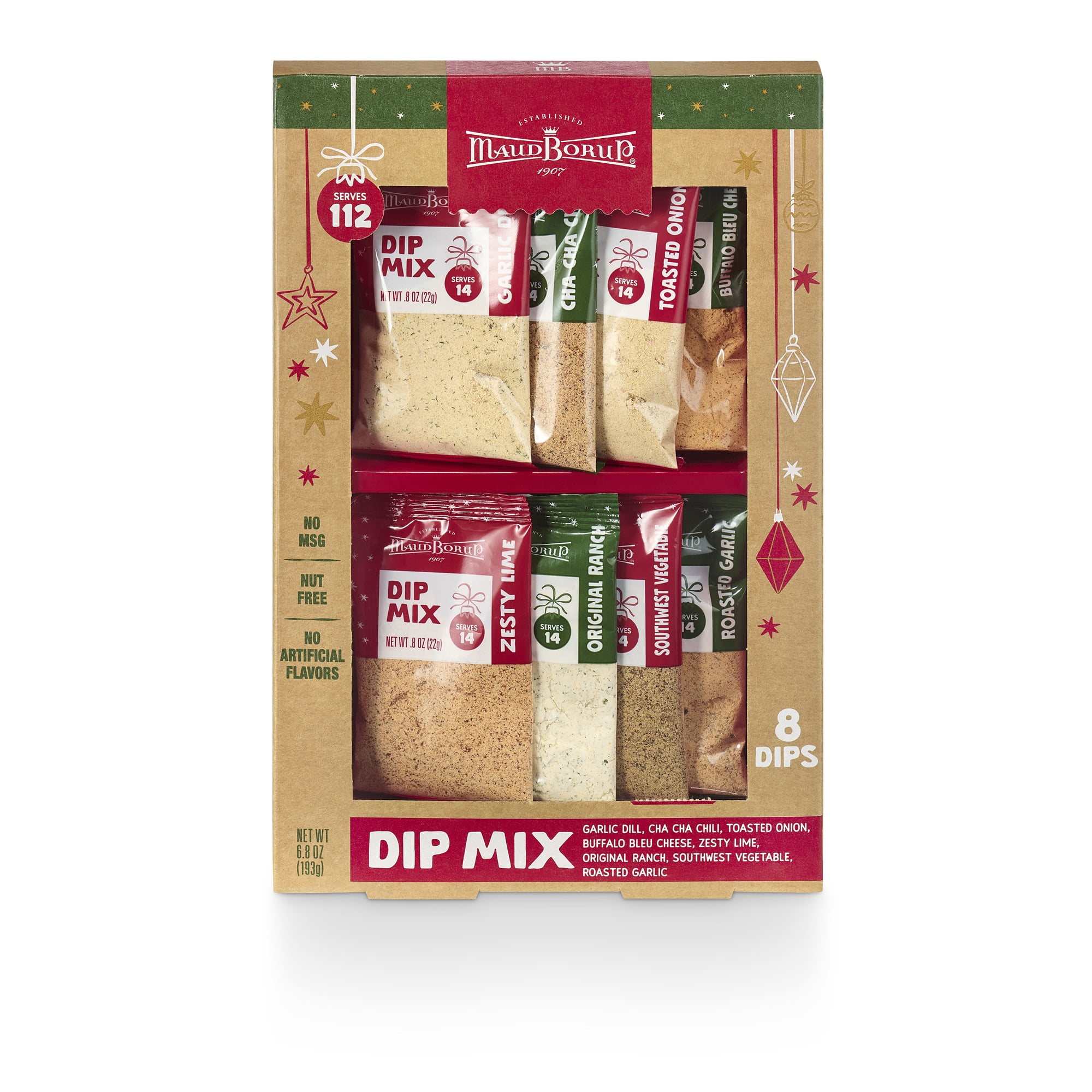 Maud Borup Dip Mix Sampler Gift Set, 8 Flavors, 6.8 oz, Holiday Snacks ...