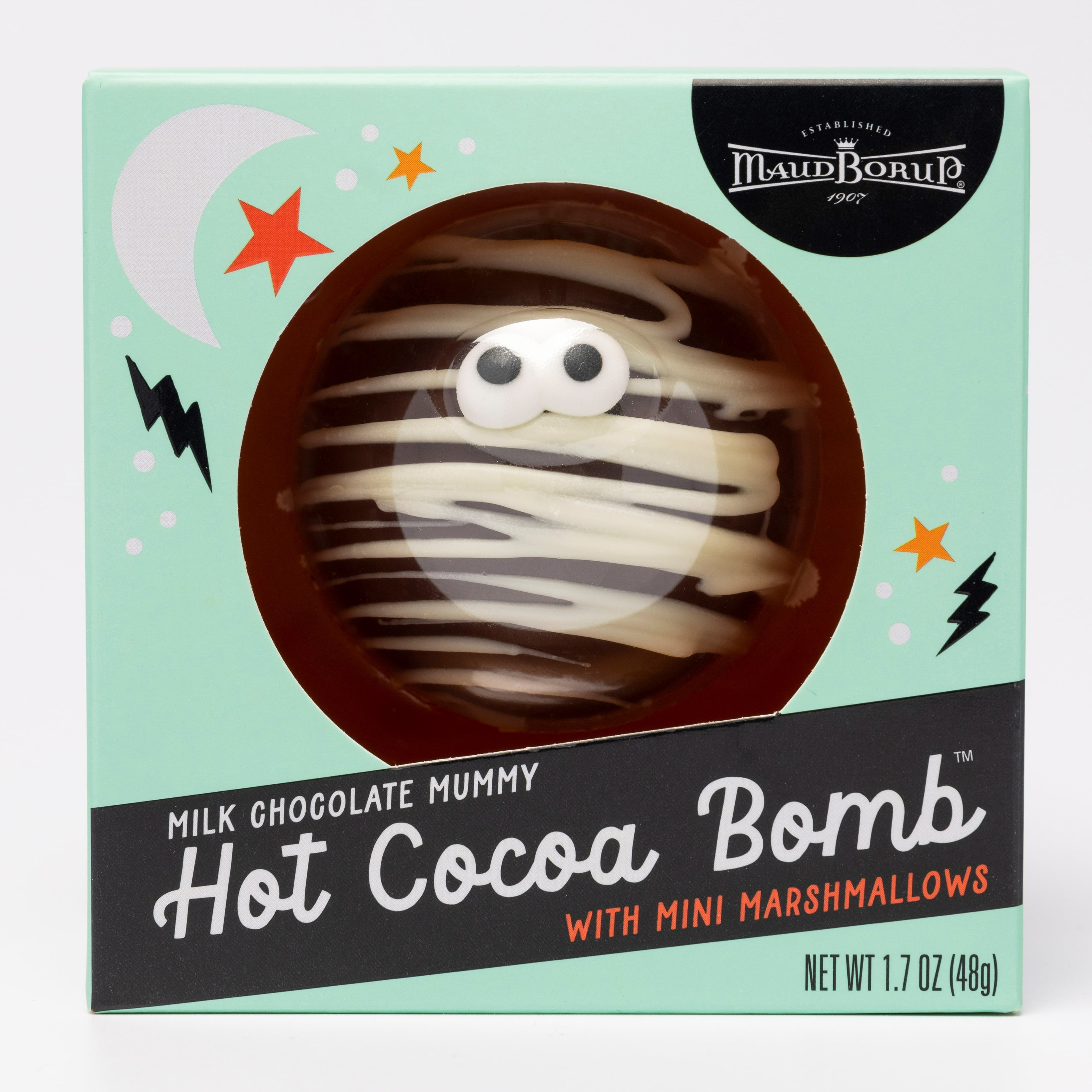 Maud Borup Milk Chocolate Mummy Hot Cocoa Bomb, Mini Marshmallows, 1.7 ...