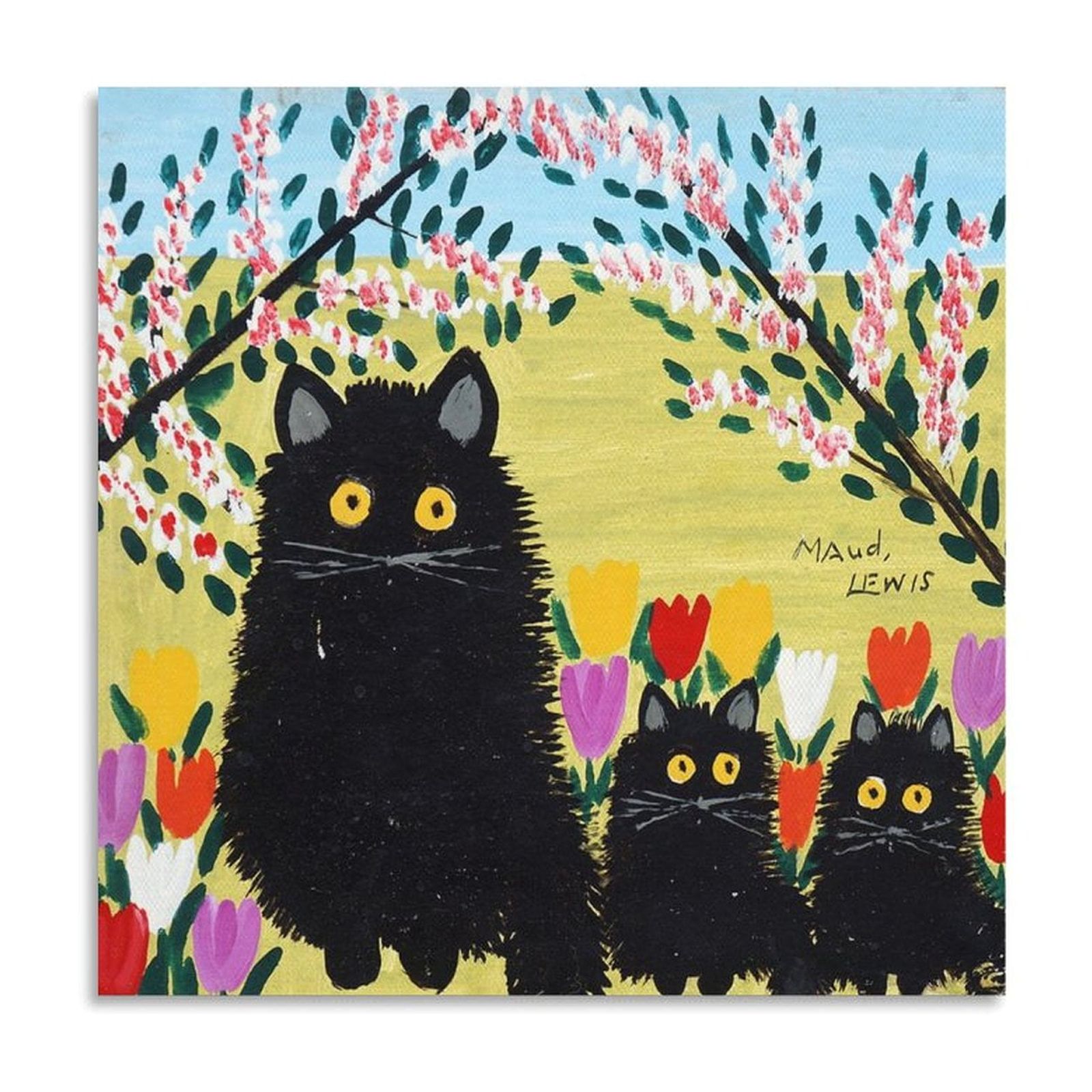 Maud Lewis Painting Print Black Cat Two Kittens Wall Art Poster Gifts ...