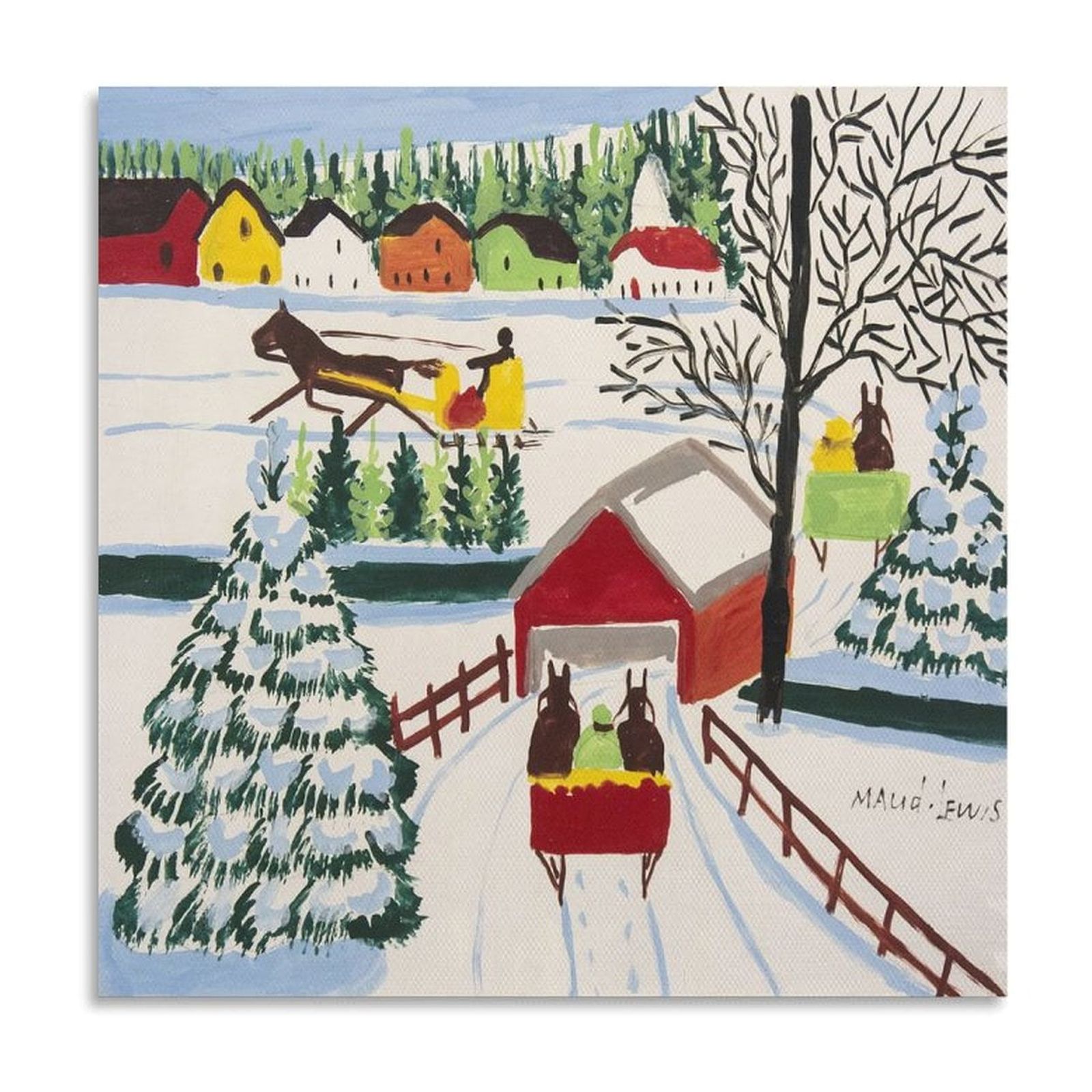 Maud Lewis Painting Print COVERED BRIDGE IN WINTER-3 Gifts Canvas ...