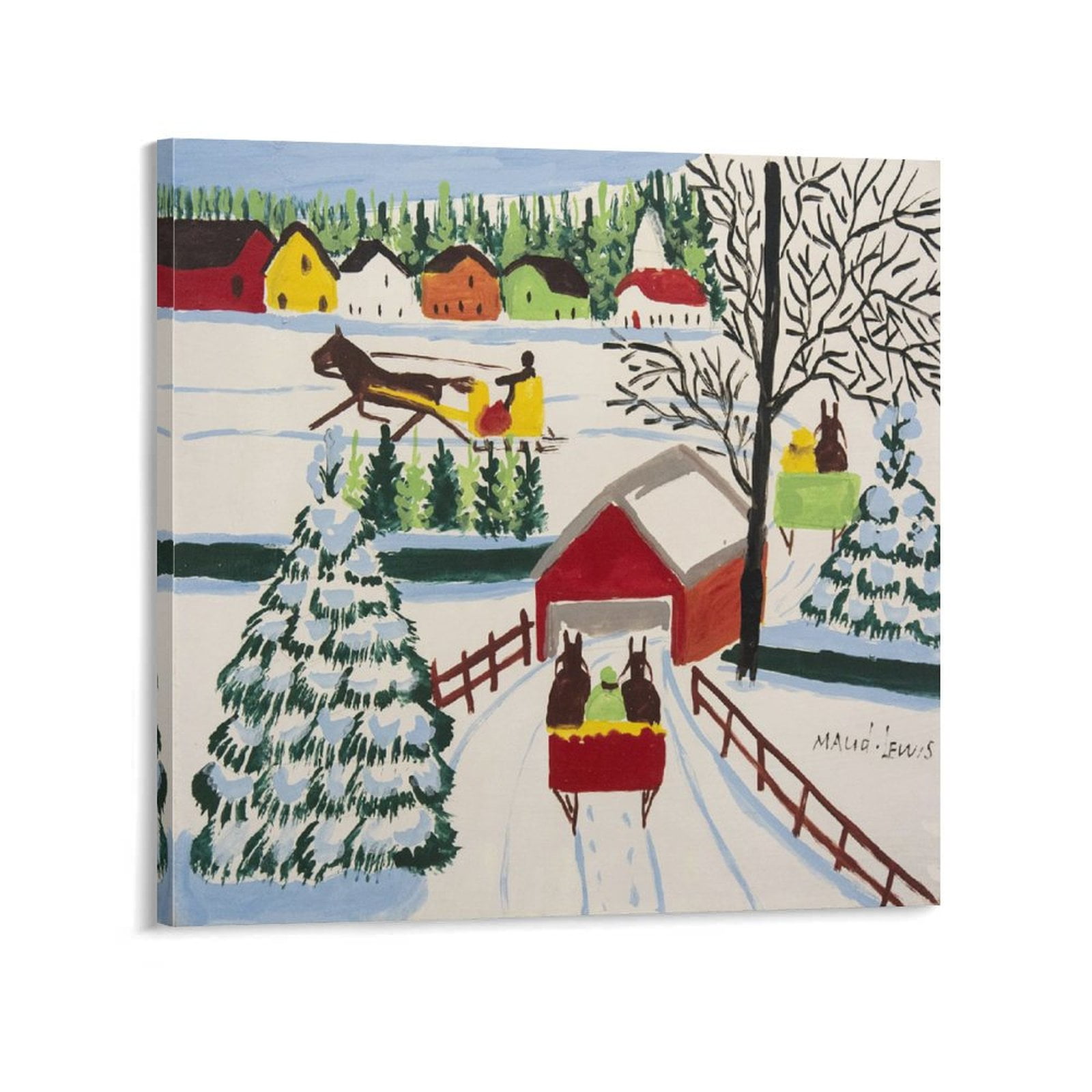 Maud Lewis Painting Print COVERED BRIDGE IN WINTER-3 Poster Decorative ...