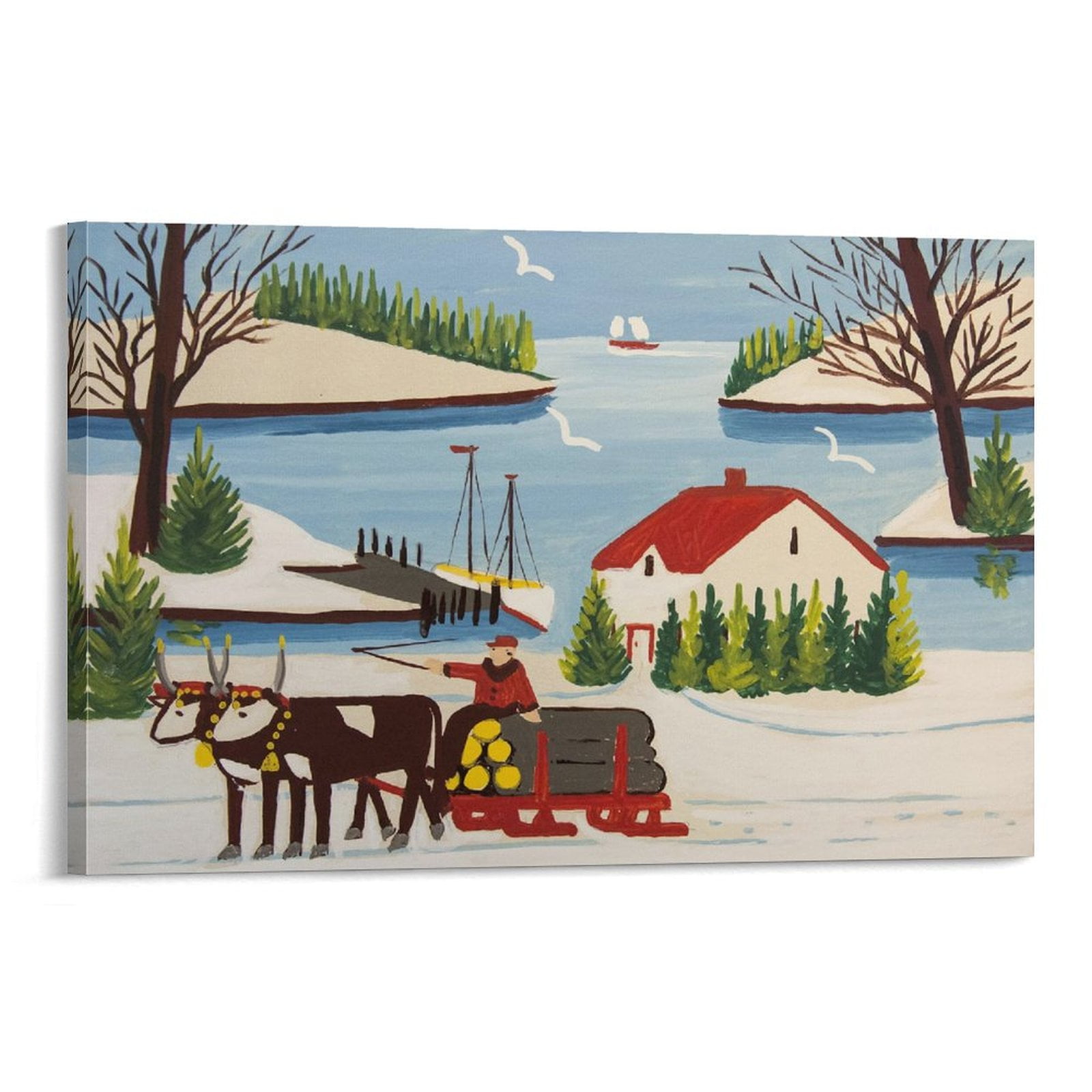 Maud Lewis Painting Print Oxen with Logging Wagon Home Decor Poster ...