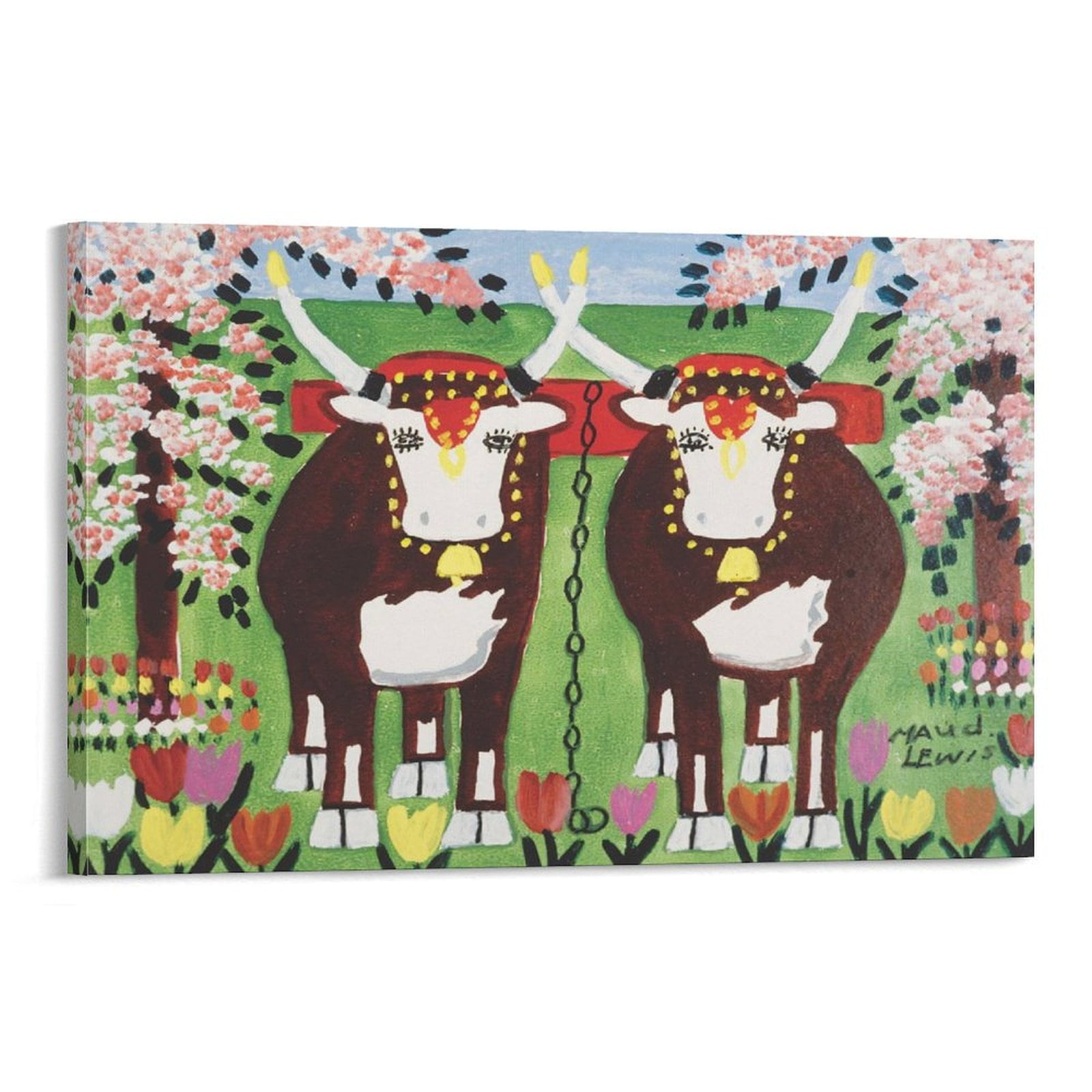 Maud Lewis Painting Print Oxen in Spring Ca 1960s Artworks Canvas ...