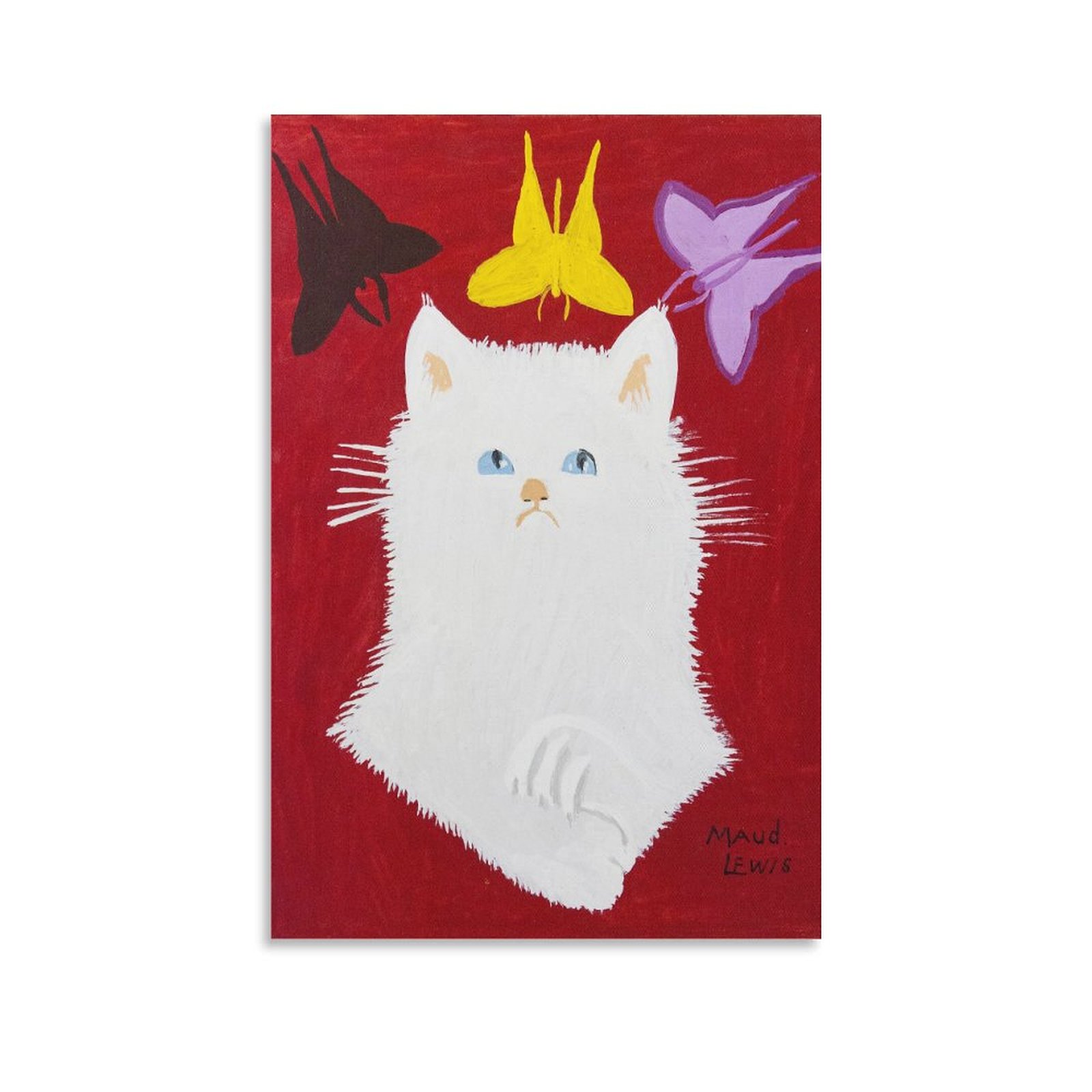 Maud Lewis Painting Print Portrait of White Cat Poster Cool Artworks ...