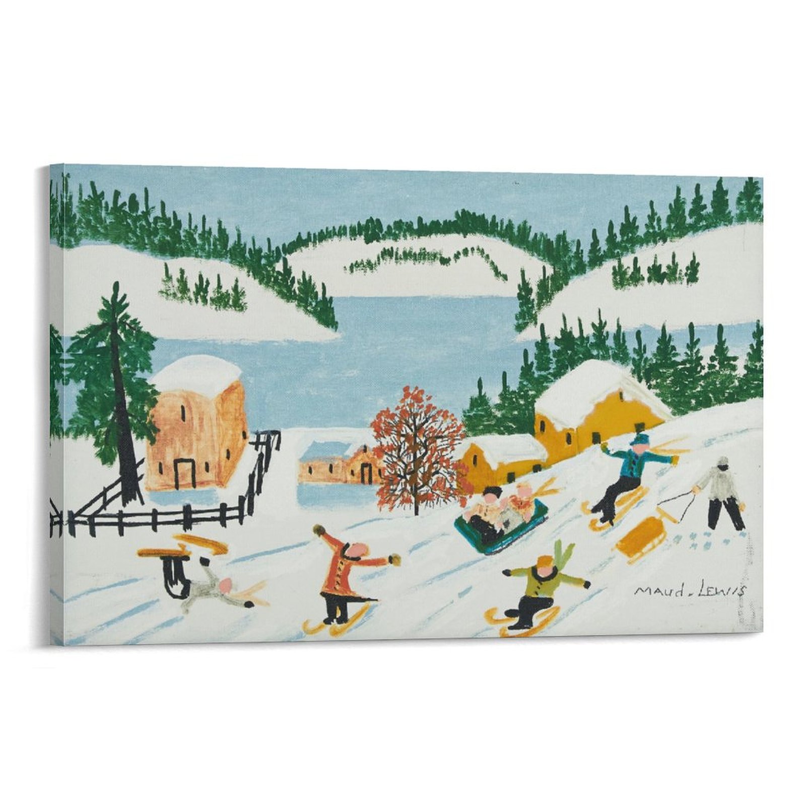 Maud Lewis Painting Print Skiing And Sledding Scene Room Aesthetic ...