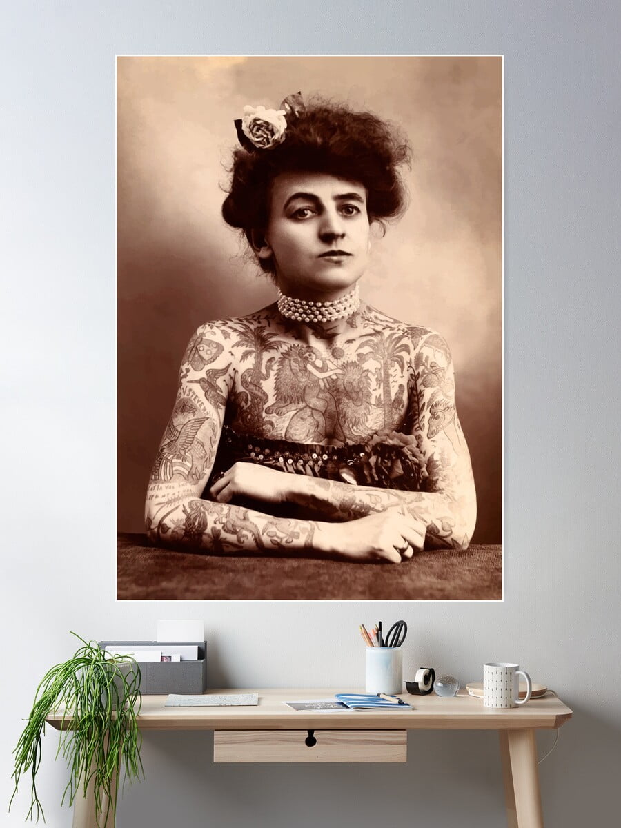 Maud Wagner Tattooed Lady Poster Wall Art, Modern Wall Decor For Living ...