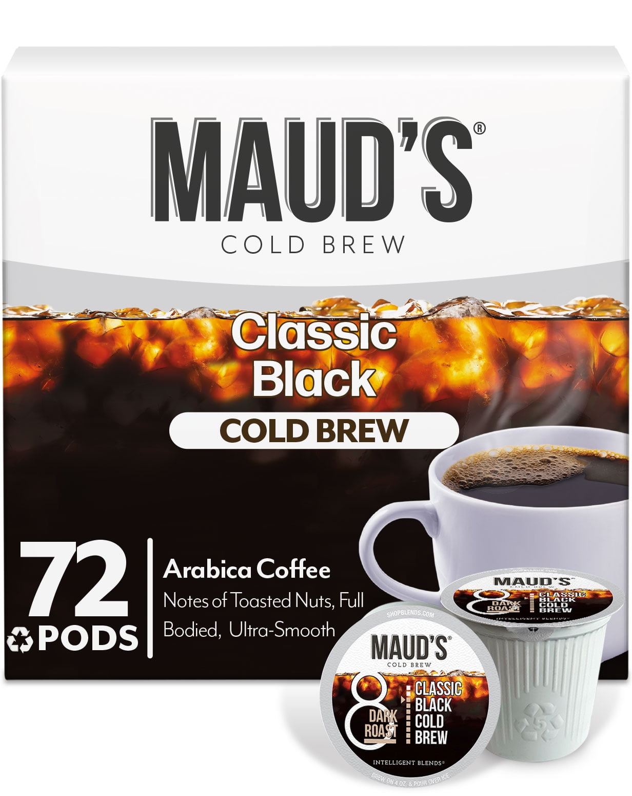 Maud's Black Cold Brew Dark Roast Coffee Pods, 72 ct | Cold Brew ...