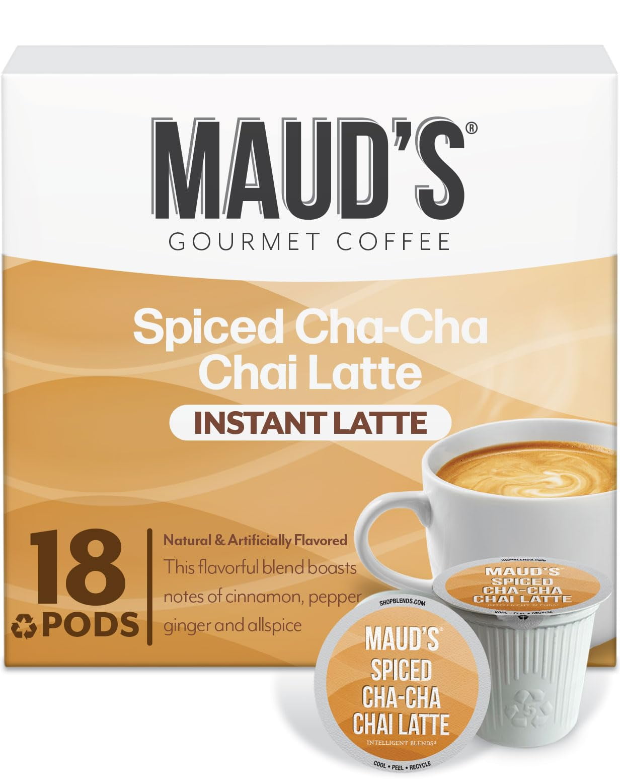 Maud's Chai Tea Latte Pods, 18 ct, Recyclable Single Serve Tea Pods ...