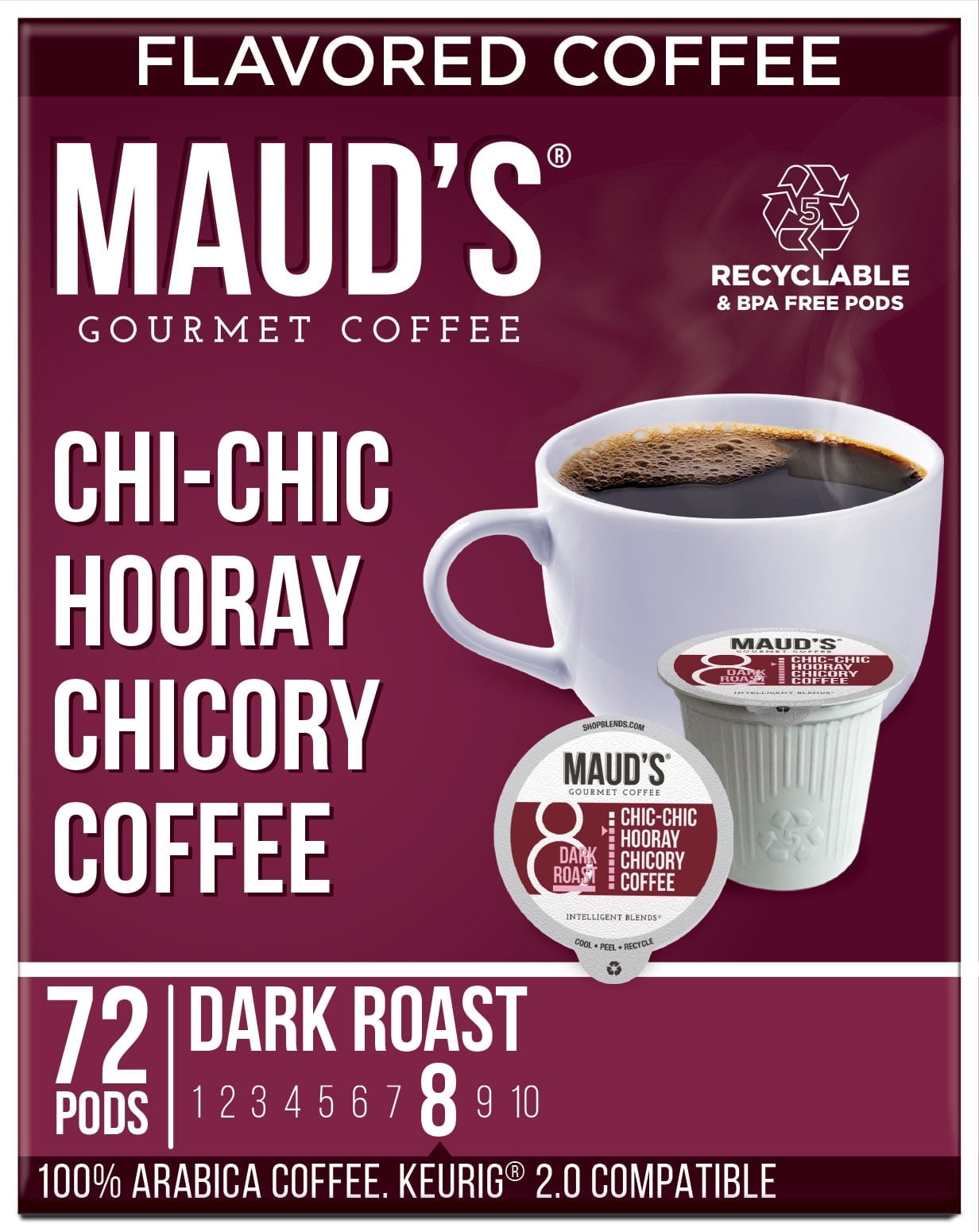 Maud's K-Cup Compatible Chicory Dark Roast Coffee Pods, Chic-Chic ...