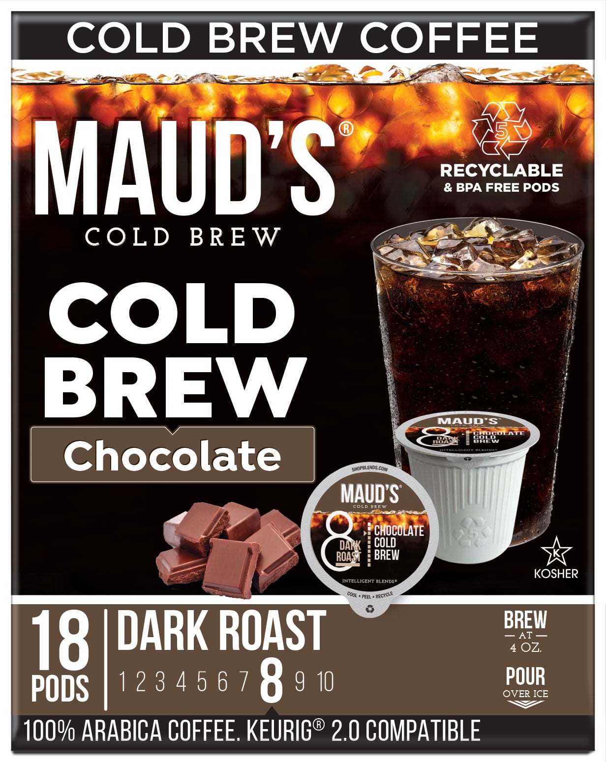 Maud's Chocolate Cold Brew Dark Roast Coffee, Chocolate Caffeinator ...