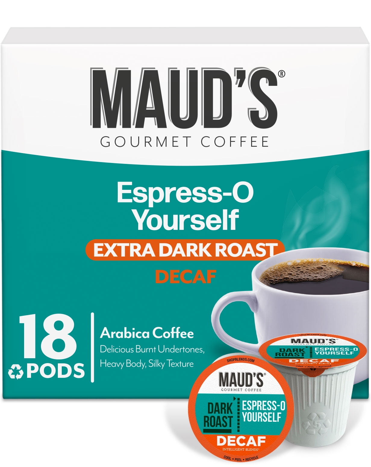 Maud's Decaf Espresso Coffee, Dark Roast Keurig K-Cup Capsules, 18ct ...