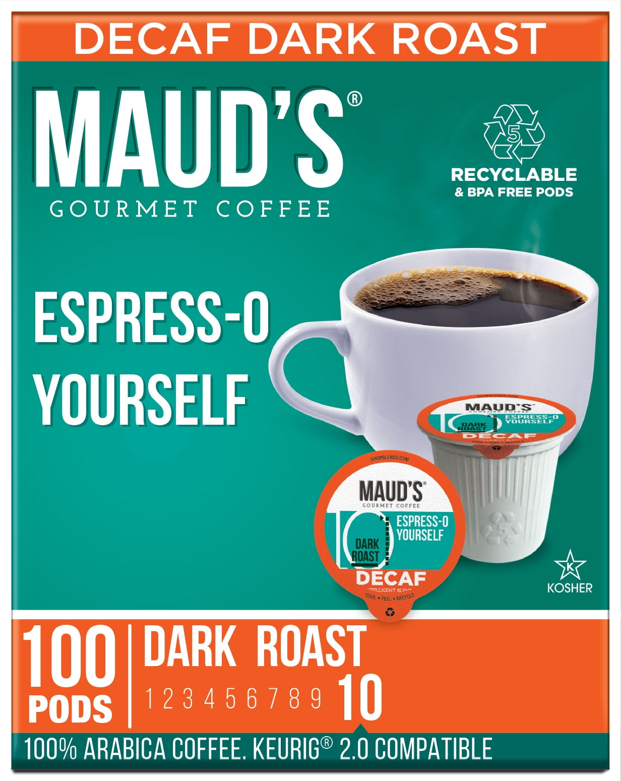 Maud's Decaf Espresso Dark Roast Coffee Pods, Decaf Espress-O Yourself ...