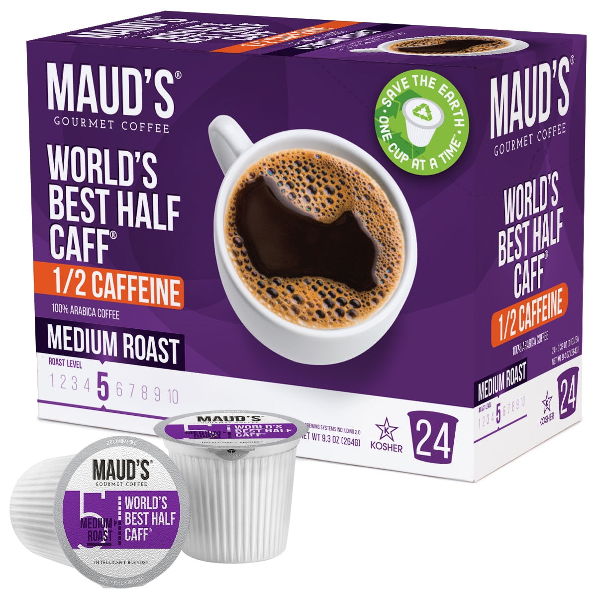 Maud's Half Caff Medium Roast Decaf Coffee, Single Serve K-Cup Compatible, 24ct - Walmart.com