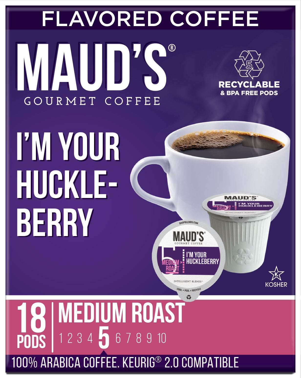 Maud's Huckleberry Flavored Coffee K-Cups, Compatible with Keurig ...
