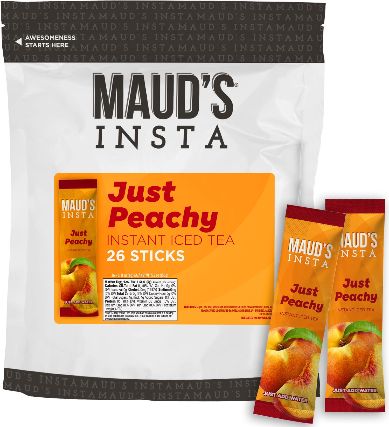 Maud's Instant Peach Tea Packs, Insta Just Peachy, Peach Flavored Tea ...