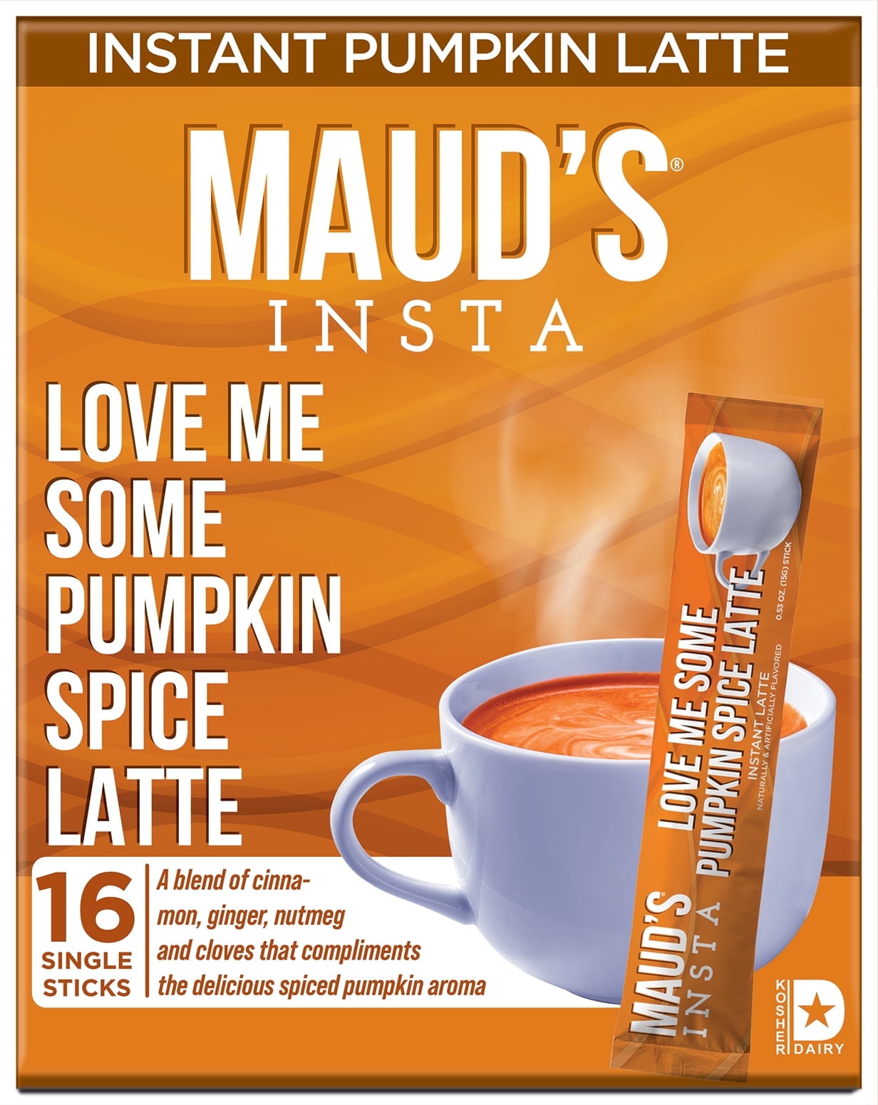 Maud's Instant Pumpkin Spice Latte, Flavored Instant Latte Packs, 16ct ...