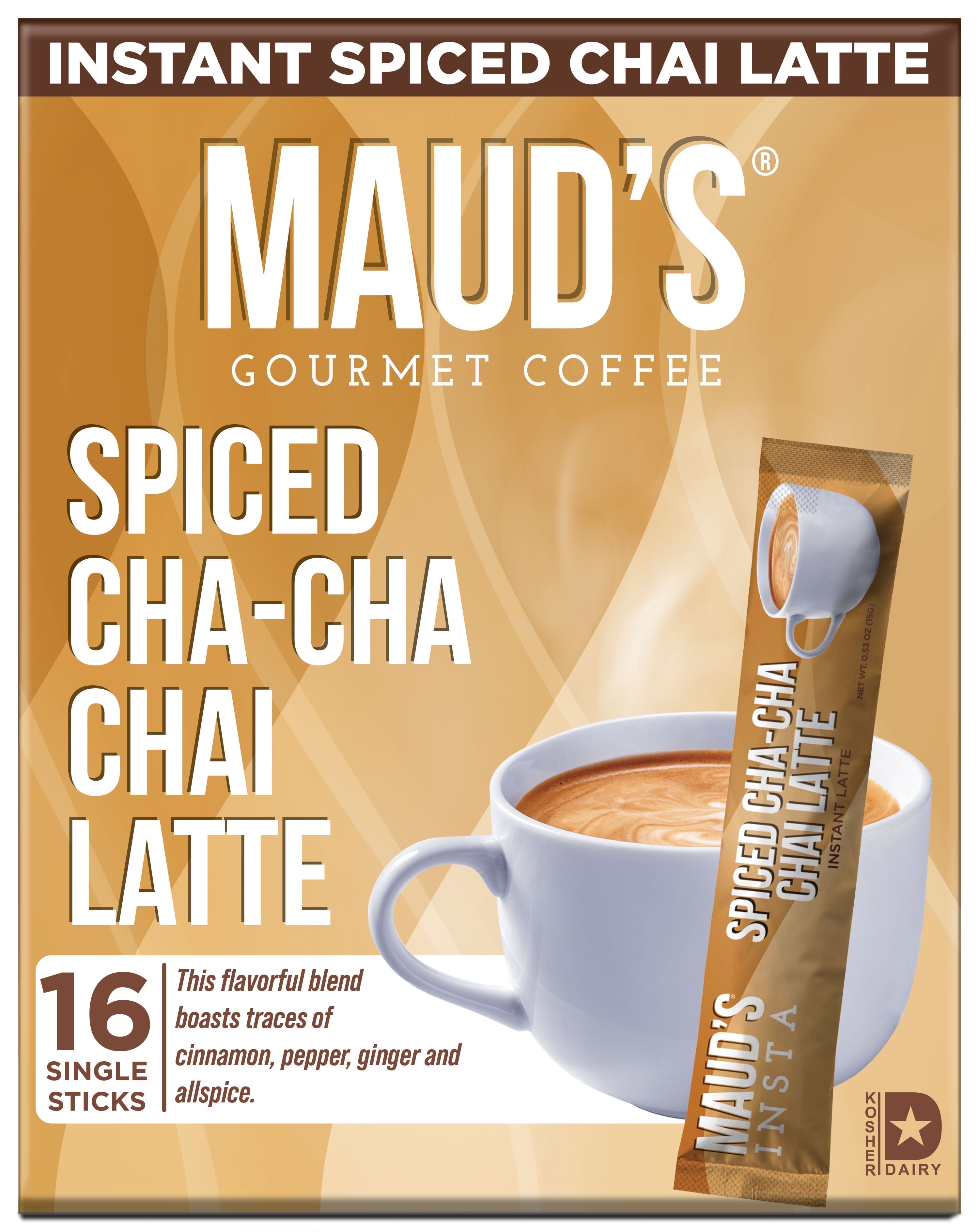 Maud's Instant Spiced Chai Tea Latte, Flavored Instant Tea Sticks, 16ct ...