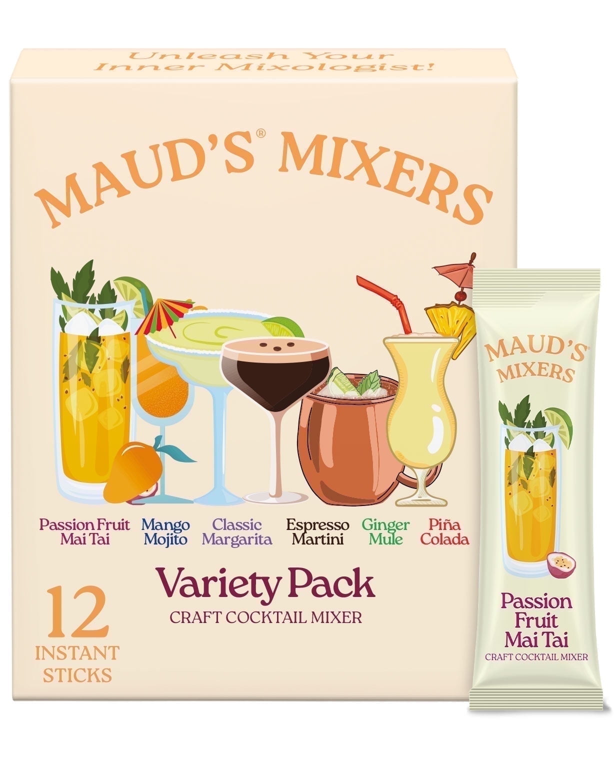 Maud's Mixers Variety Pack Cocktail Mix, 12 ct, Mocktail Non-Alcoholic ...