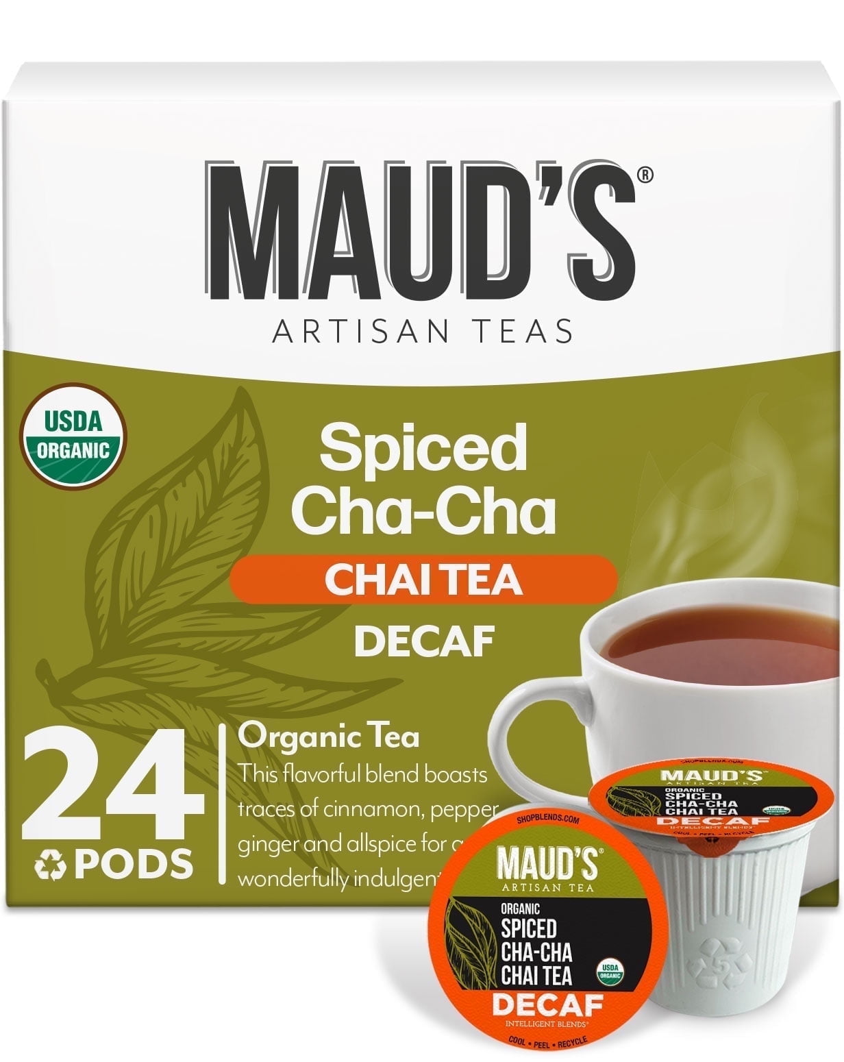 MAUD'S Organic Decaf Spiced Chai Tea Pods, 24 ct, Compatible with ...