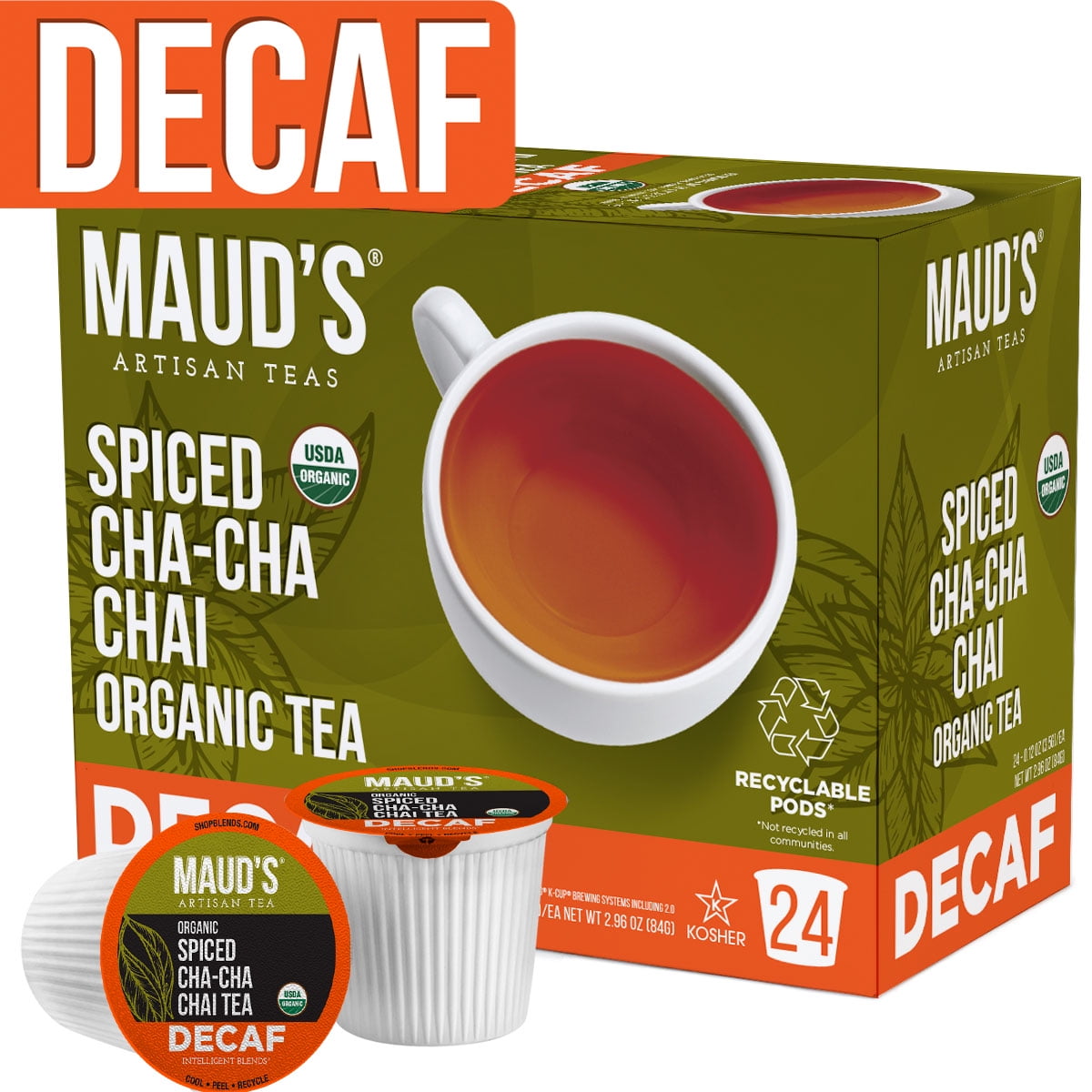 Maud's Organic Decaf Chai Tea Pods, Spiced Cha-Cha Chai, Compatible w ...