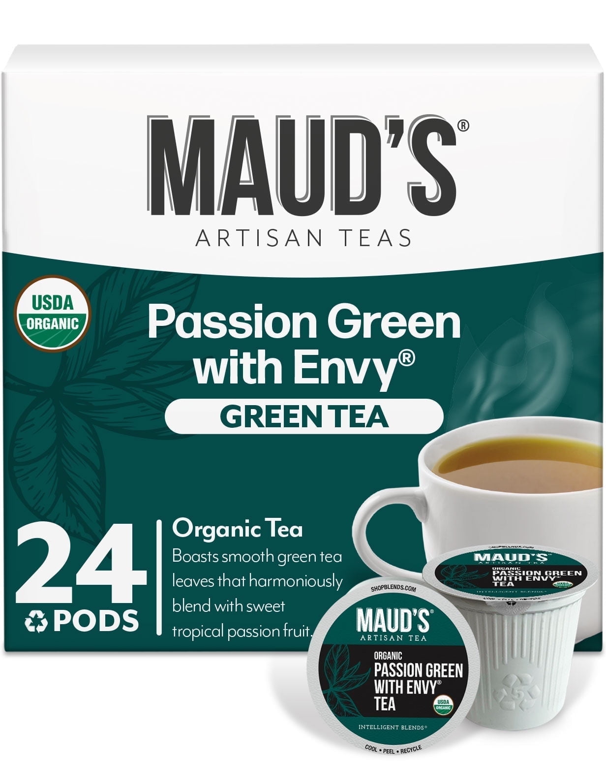 MAUD'S Organic Green Passion Green Tea Pods, 24 count Single Serve Tea ...
