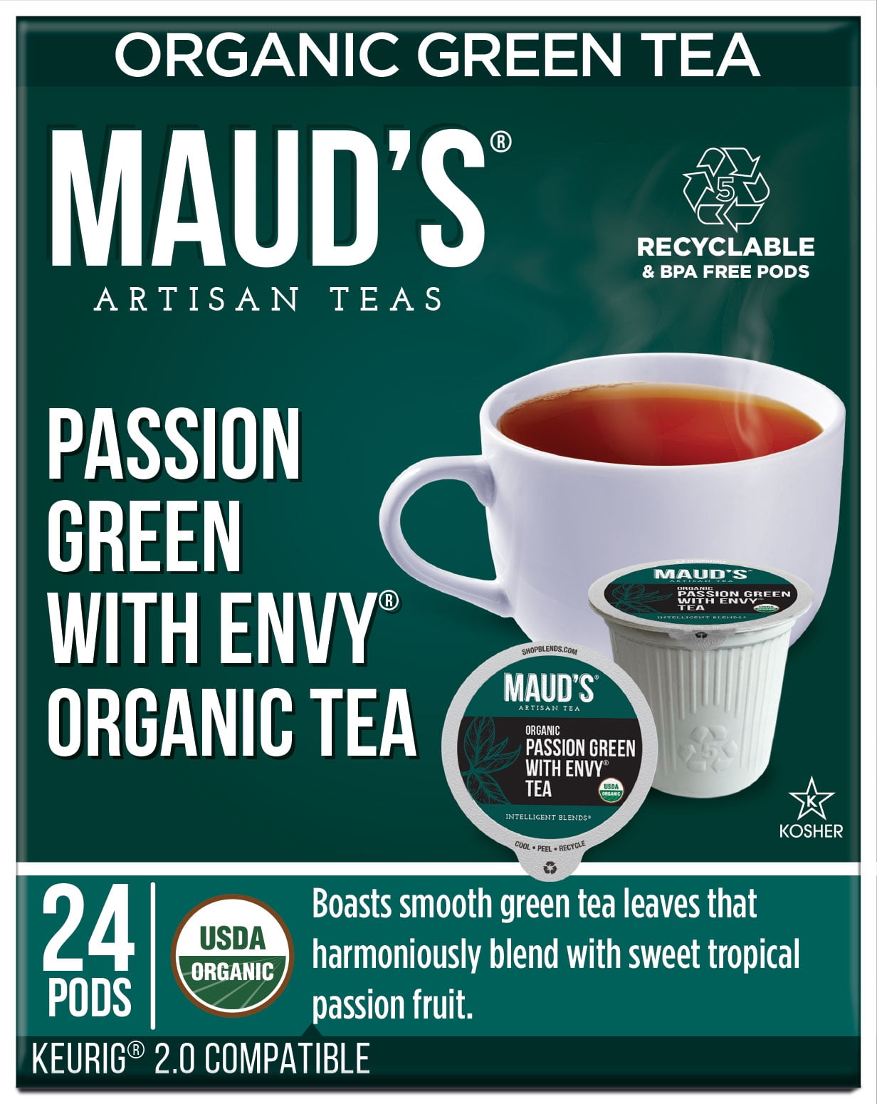 Maud's Organic Green Tea Pods, Sweet Passion Green With Envy Tea ...