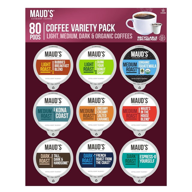 Maud's Original Flavored Coffee Pods Variety Pack, 80 ct | 9 Assorted ...