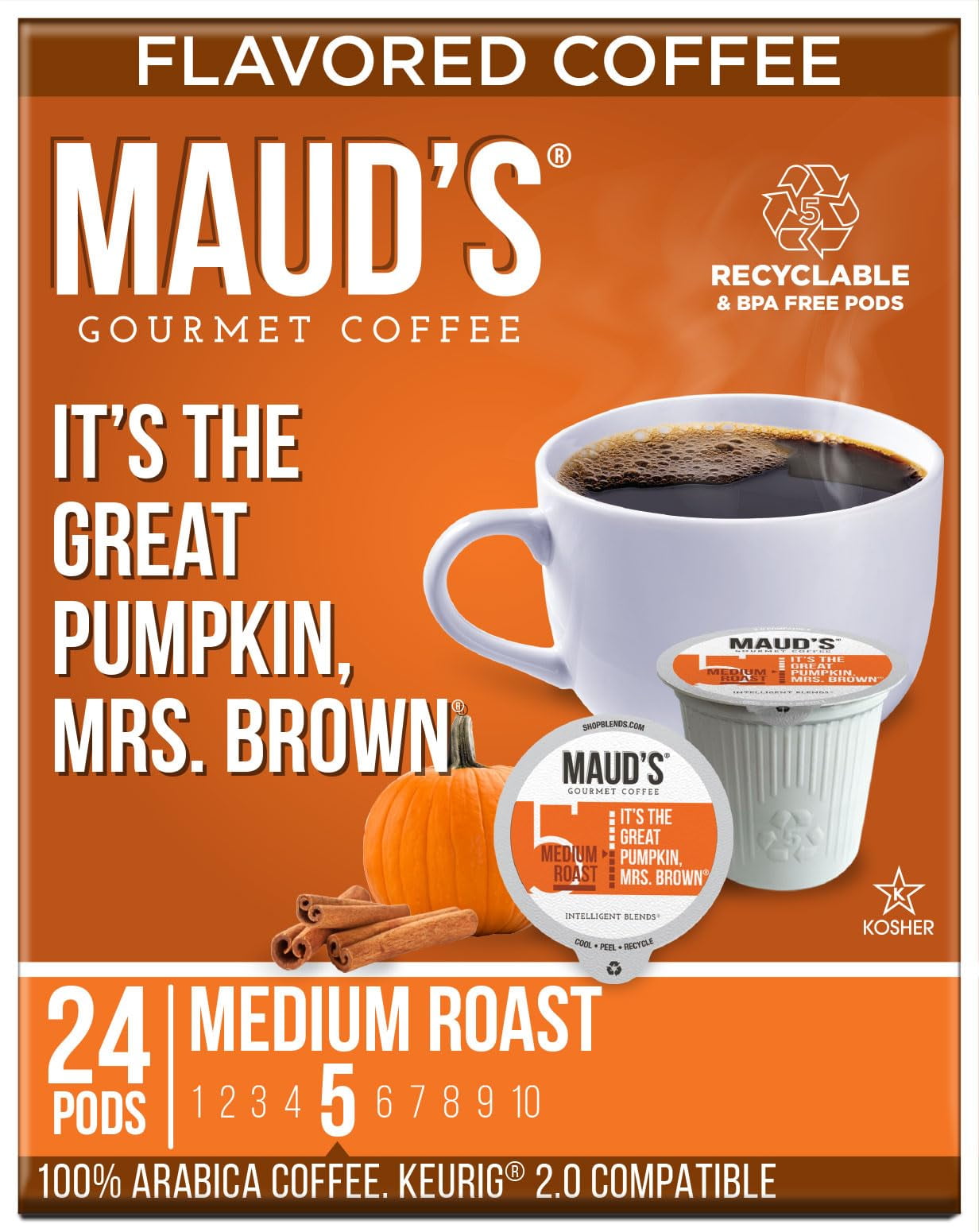 Maud's Pumpkin Spice Flavored Medium Roast Arabica Coffee Pods 24ct - Solar Energy Produced ...