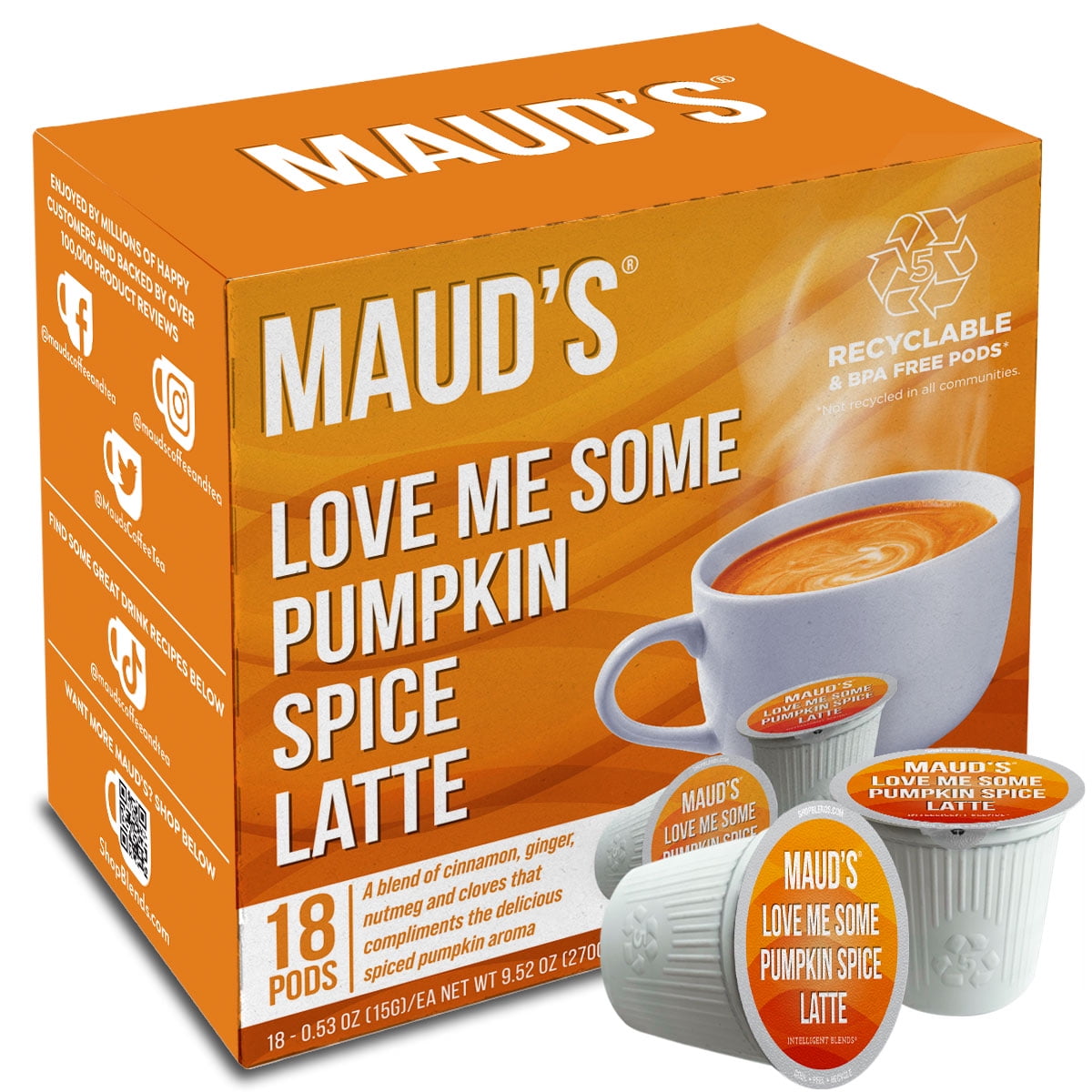Maud's Pumpkin Spice Latte Pods, Love Me Some Pumpkin Spice, Compatible ...