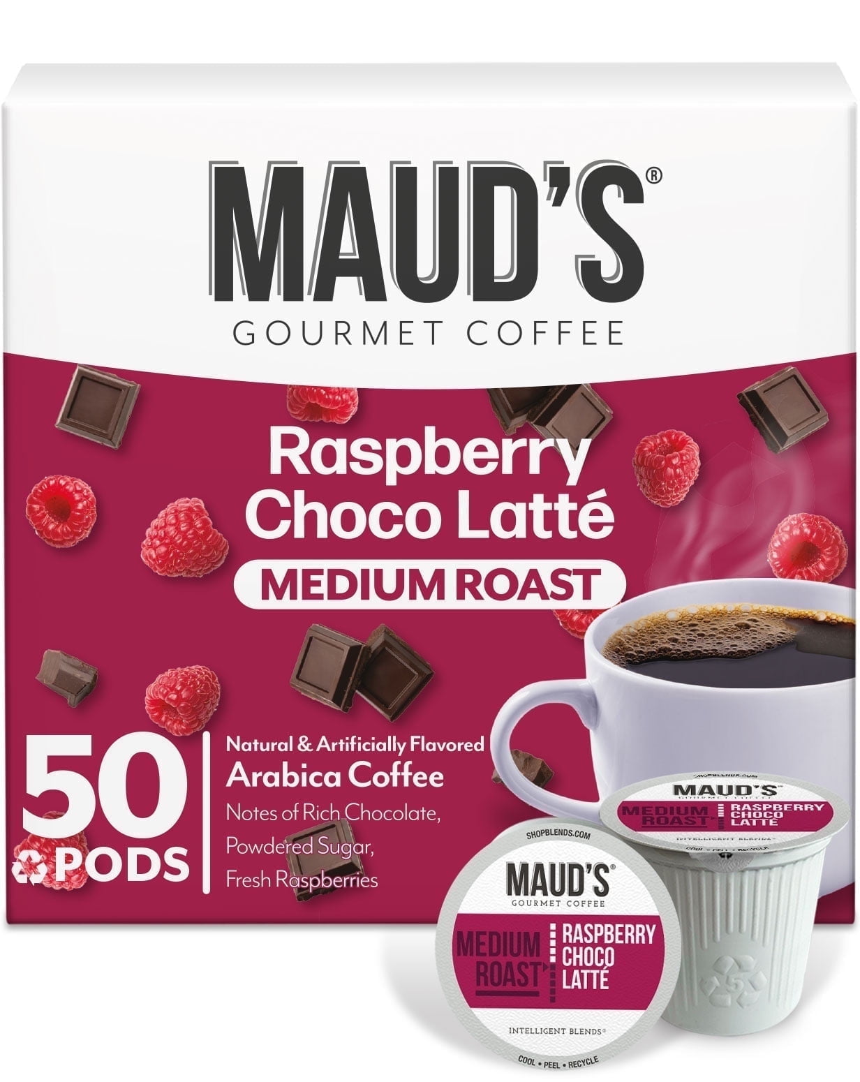 MAUD'S Raspberry Chocolate Coffee Pods, K-Cup Compatible, 50 Count ...