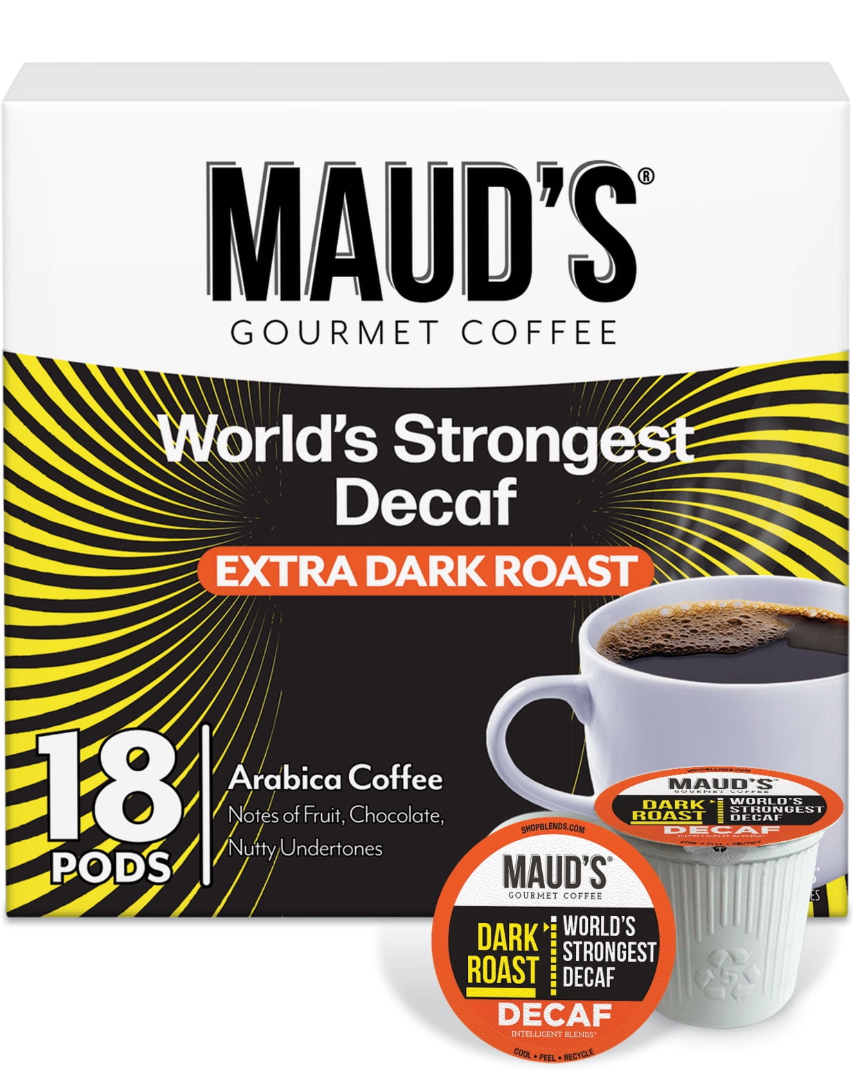 Maud's Decaf Dark Roast Coffee, Keurig Compatible, 18ct. 100% Arabica, Recyclable Pods - Walmart.com
