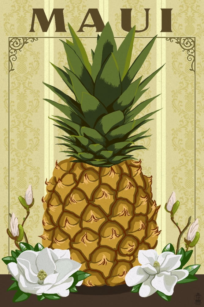 Maui, Colonial Pineapple (36x54 Giclee Gallery Art Print, Vivid ...