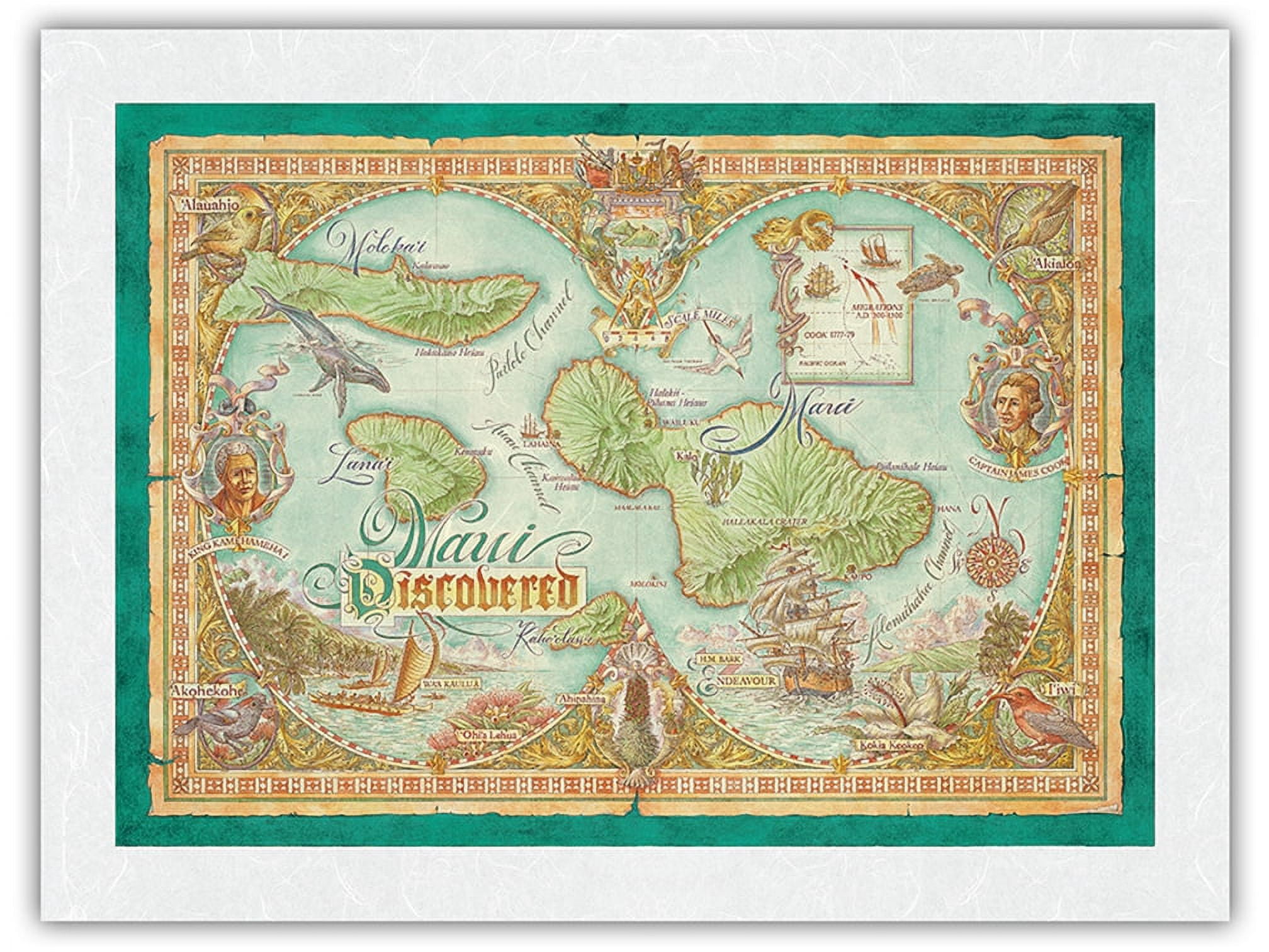 Maui Discovered - Map of the Hawaiian Islands of Maui Lana’i Moloka’i ...
