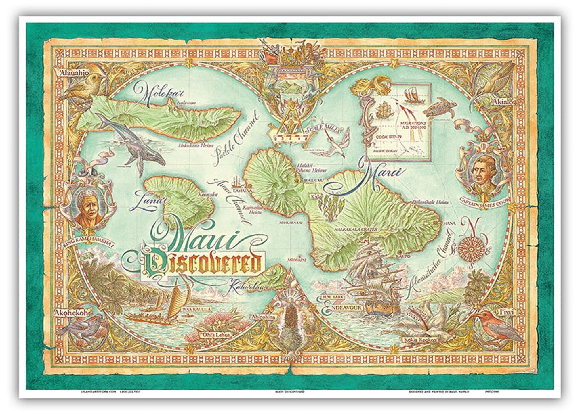 Maui Discovered - Map of the Hawaiian Islands of Maui Lana’i Moloka’i ...
