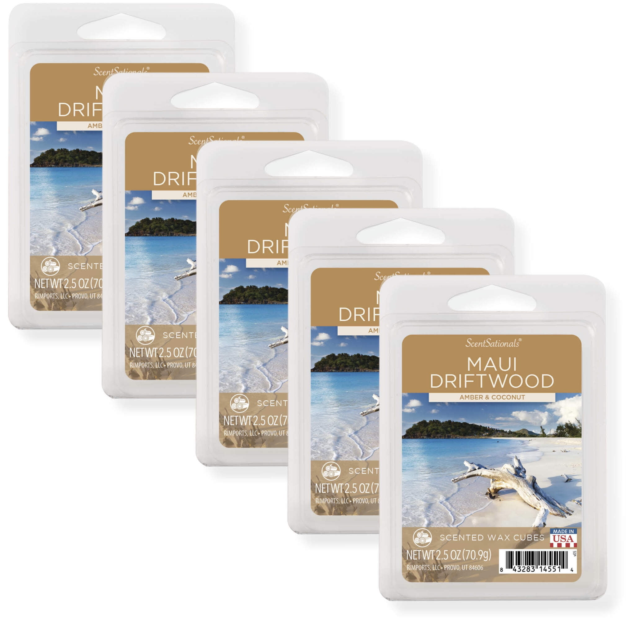 Maui Driftwood Scented Wax Melts, ScentSationals, 2.5 oz (5-Pack ...