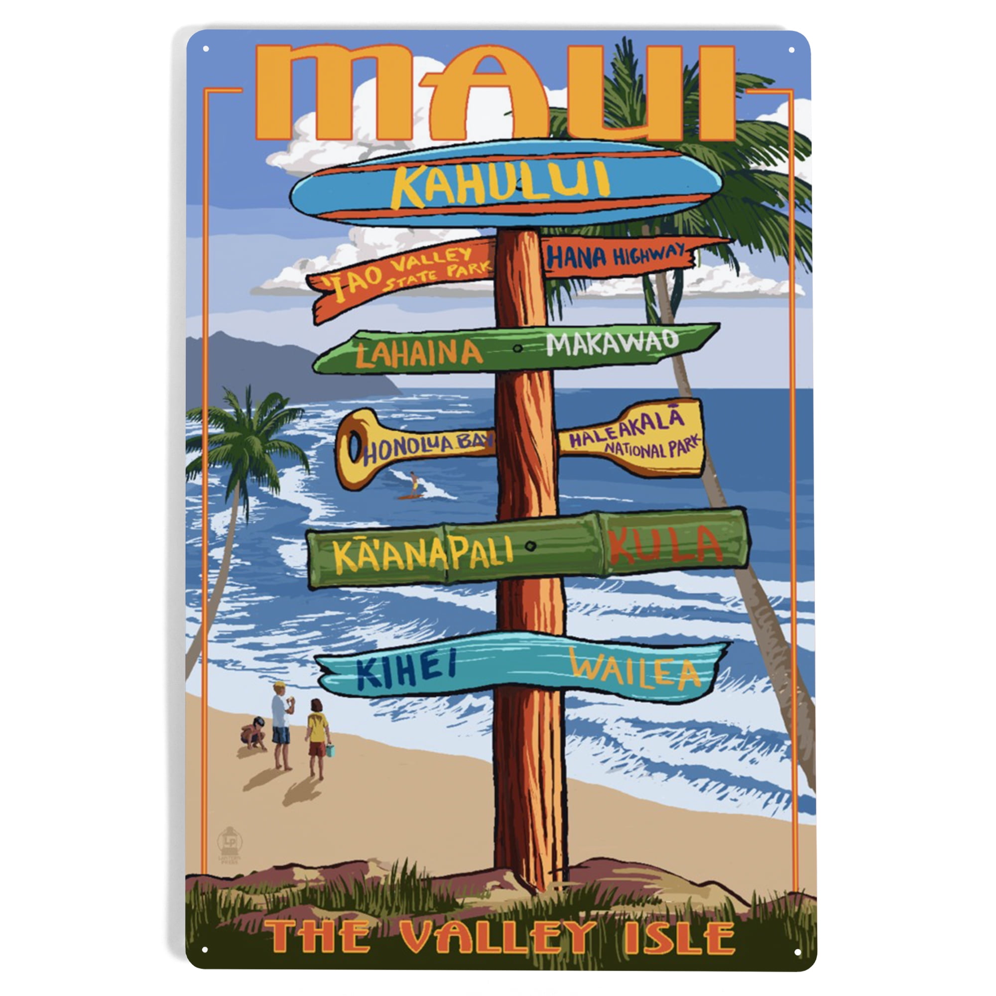 Maui, Hawaii, Destination Signpost (12x18 Aluminum Art, Indoor Outdoor ...