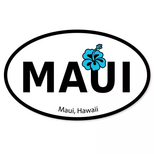 Maui Hawaii Hi Travel Oval Flag Bumper Sticker Phone Decal Water Bottle ...