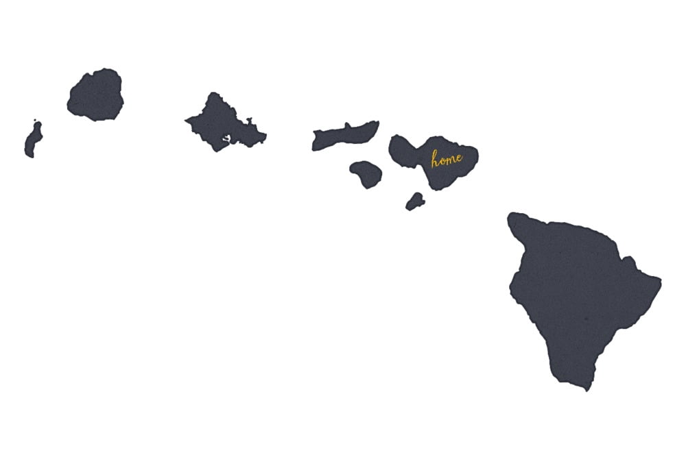 Maui, Hawaii, Home State, Gray on White (16x24 Giclee Gallery Art Print ...