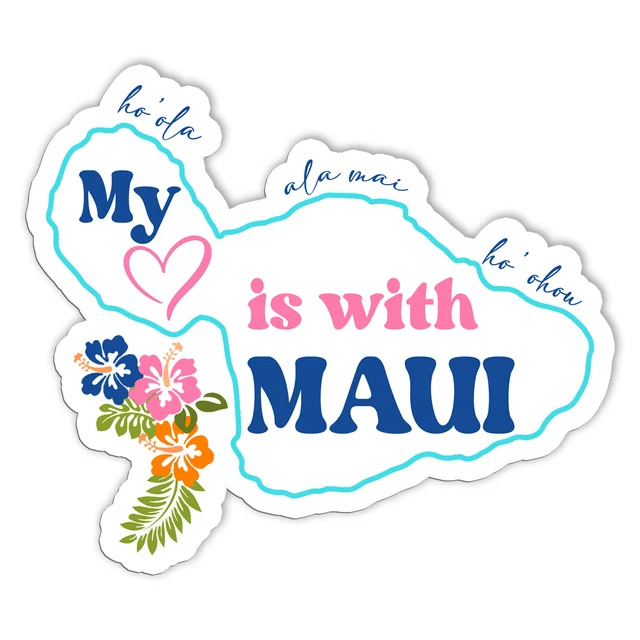 Maui Hawaii Island Love My Heart With Maui Sticker Phone Decal Water ...