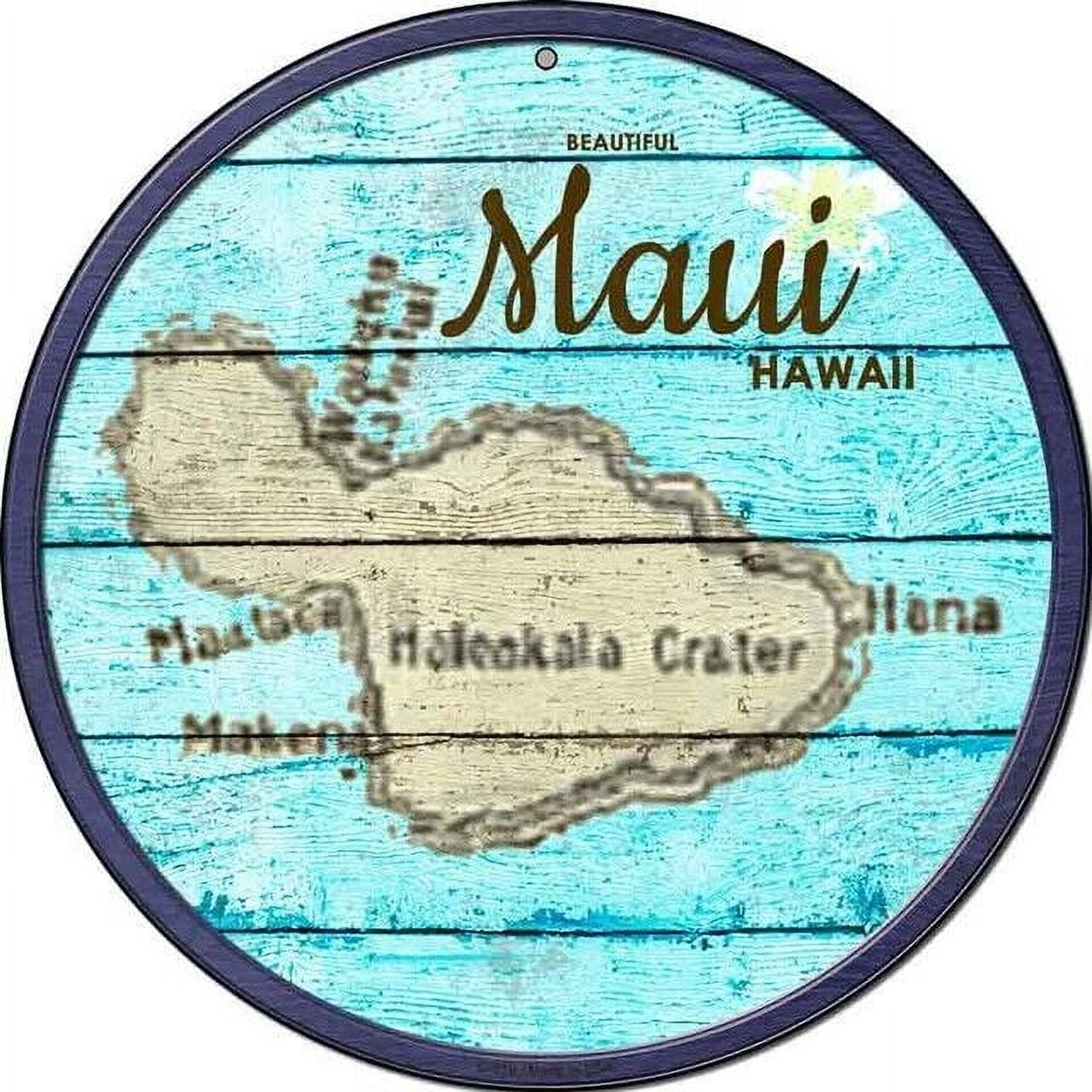 Maui Hawaii Map Novelty Round Circular Metal Sign Home Garage Wall ...