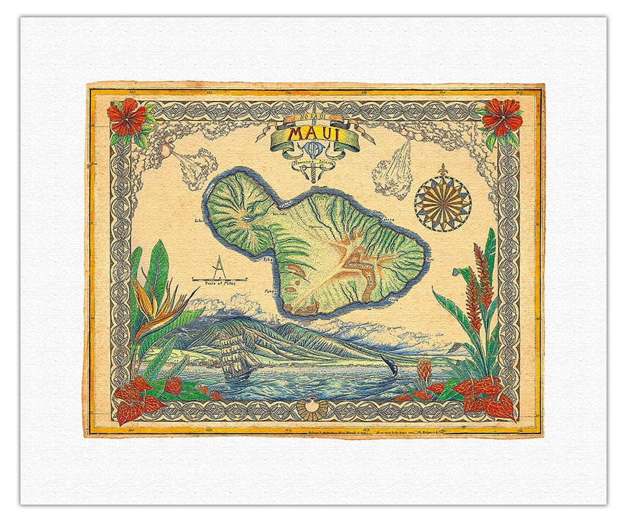 Maui Hawaii No Ka 'Oi (Maui is the Best) - Vintage Pictorial Map by ...