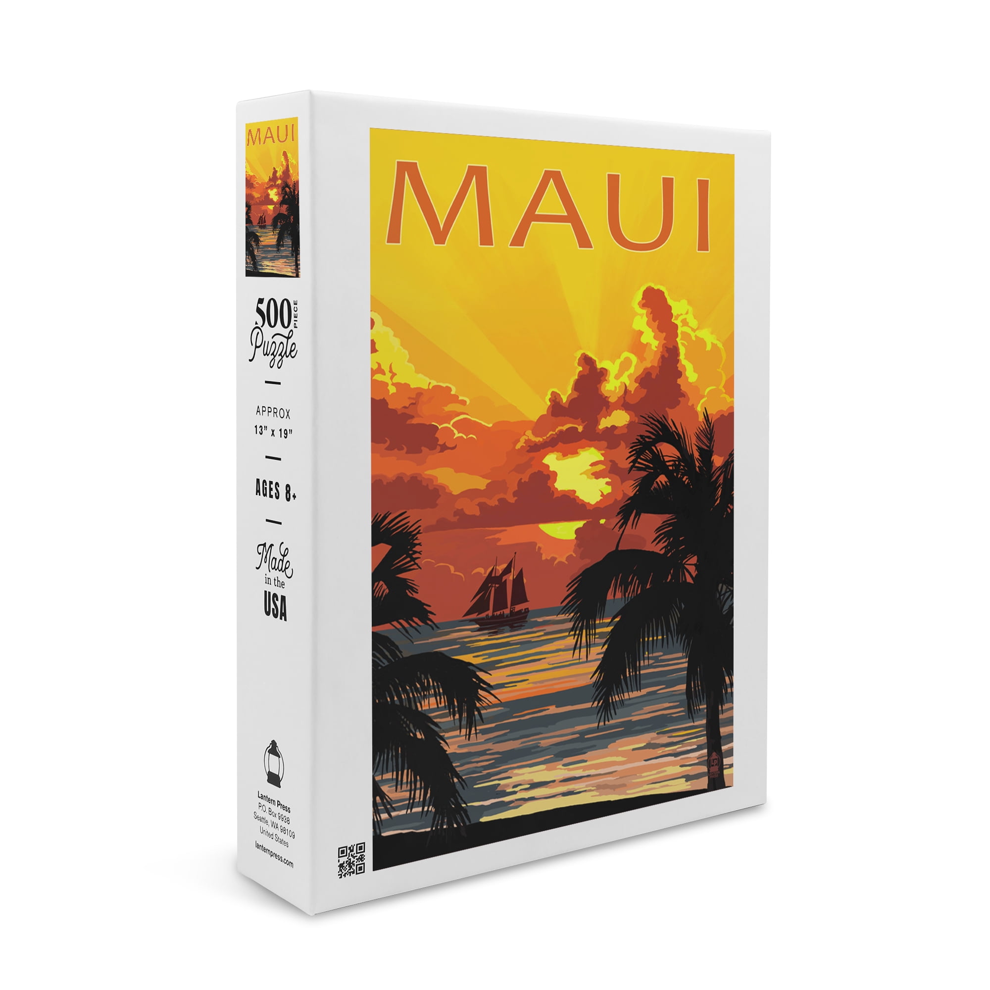 Maui, Hawaii, Sunset and Ship (19x27 inches, Premium 500 Piece Jigsaw ...