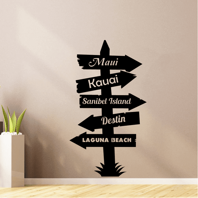 Maui Kauai Sanibel Island Pathway Signage Cartoon Wall Sticker Art ...