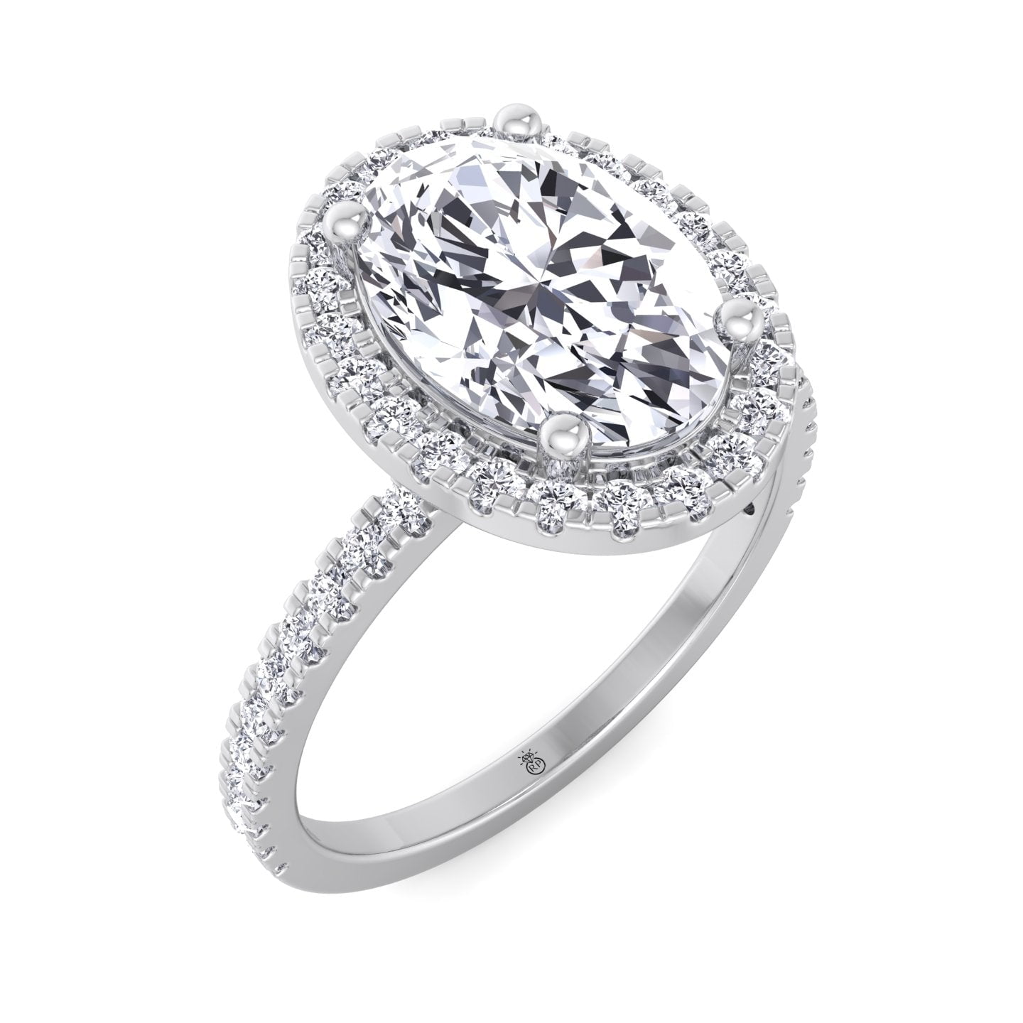 Maui - Moissanite Oval Cut Lab Diamond Halo Engagement Ring With PavÃ ...
