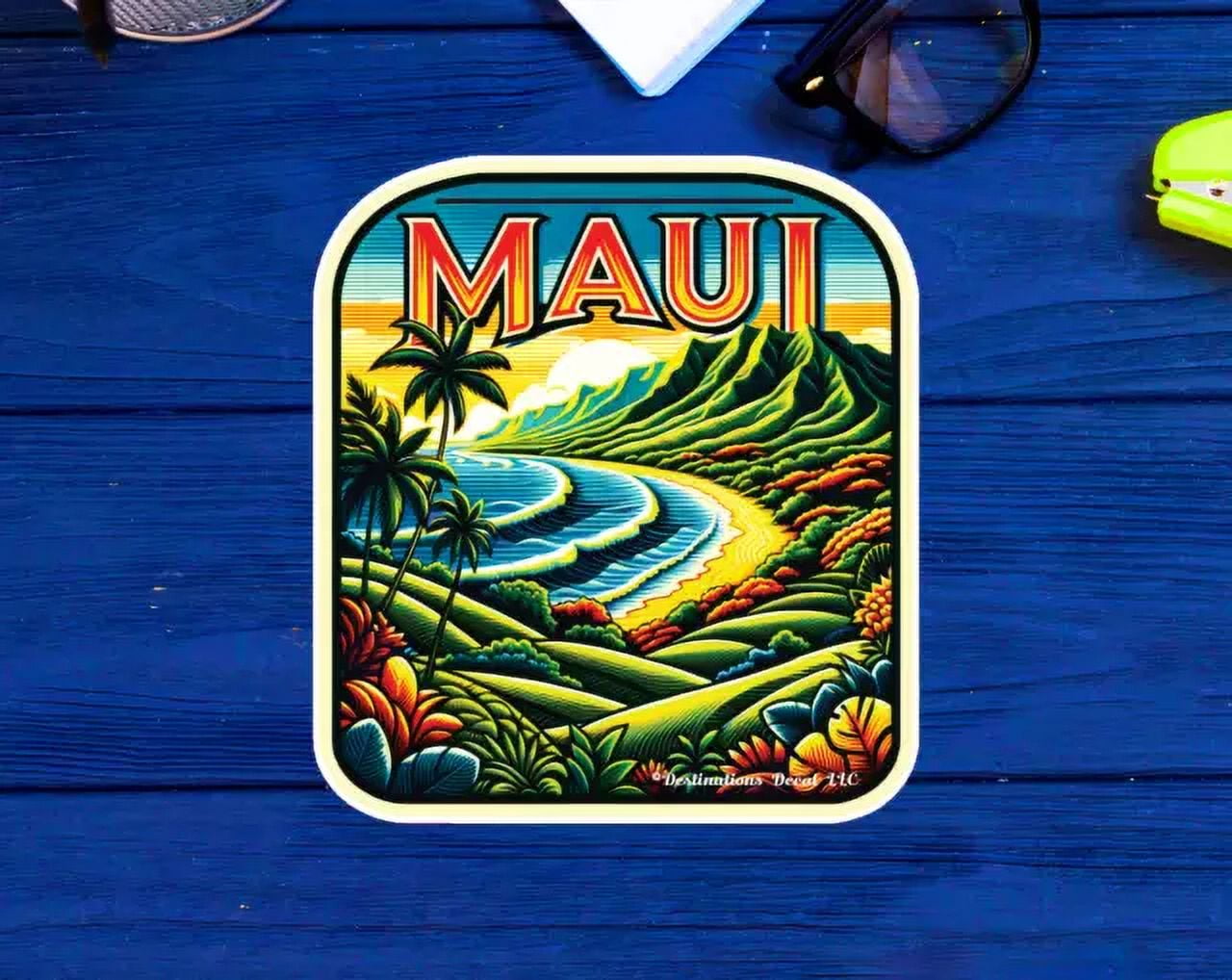 Maui Sticker Hawaii Decal South Pacific Indoor Outdoor Sticker Tropical ...