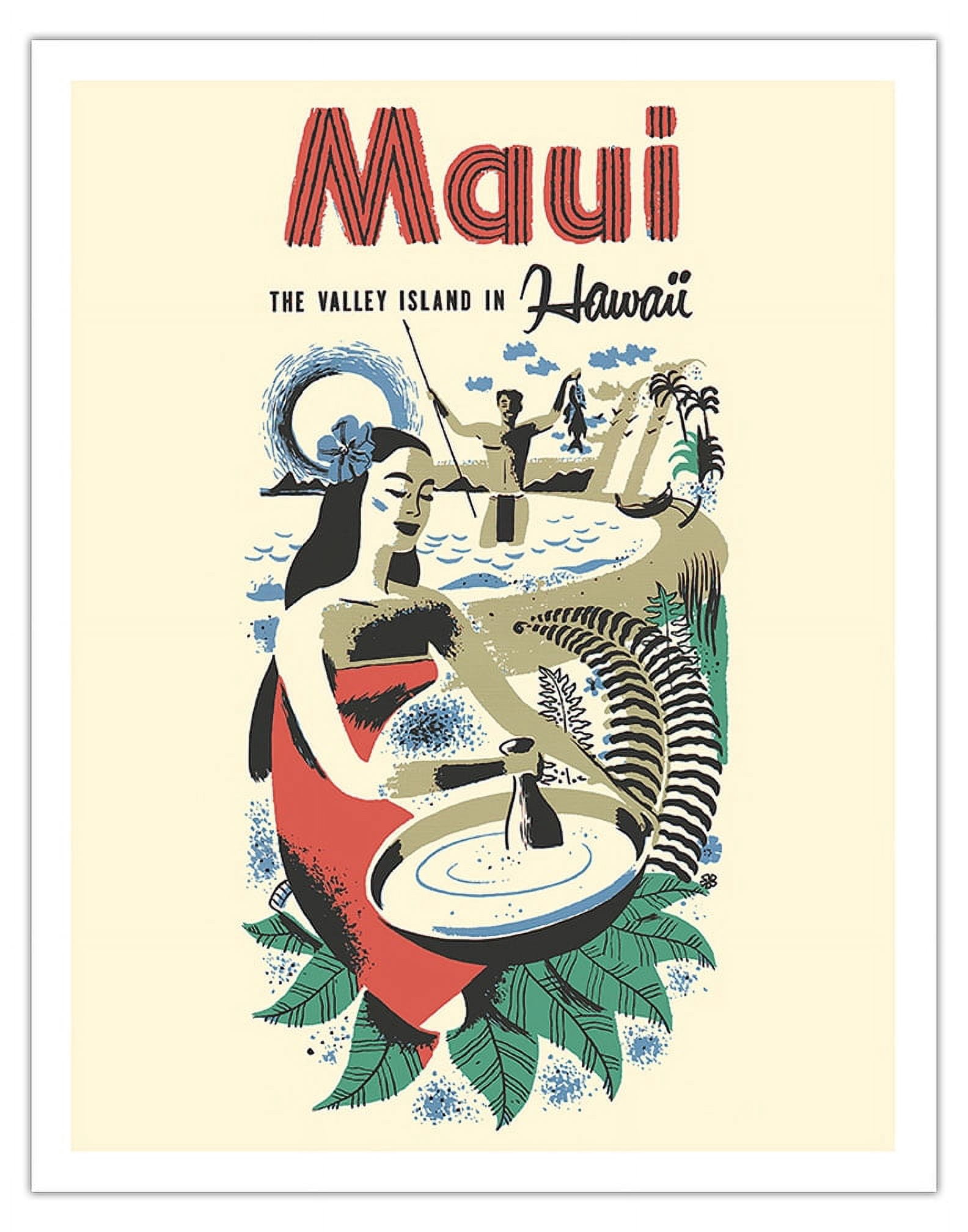 Maui - The Valley Island in Hawaii - Hawaiian Poi Pounder - Vintage ...