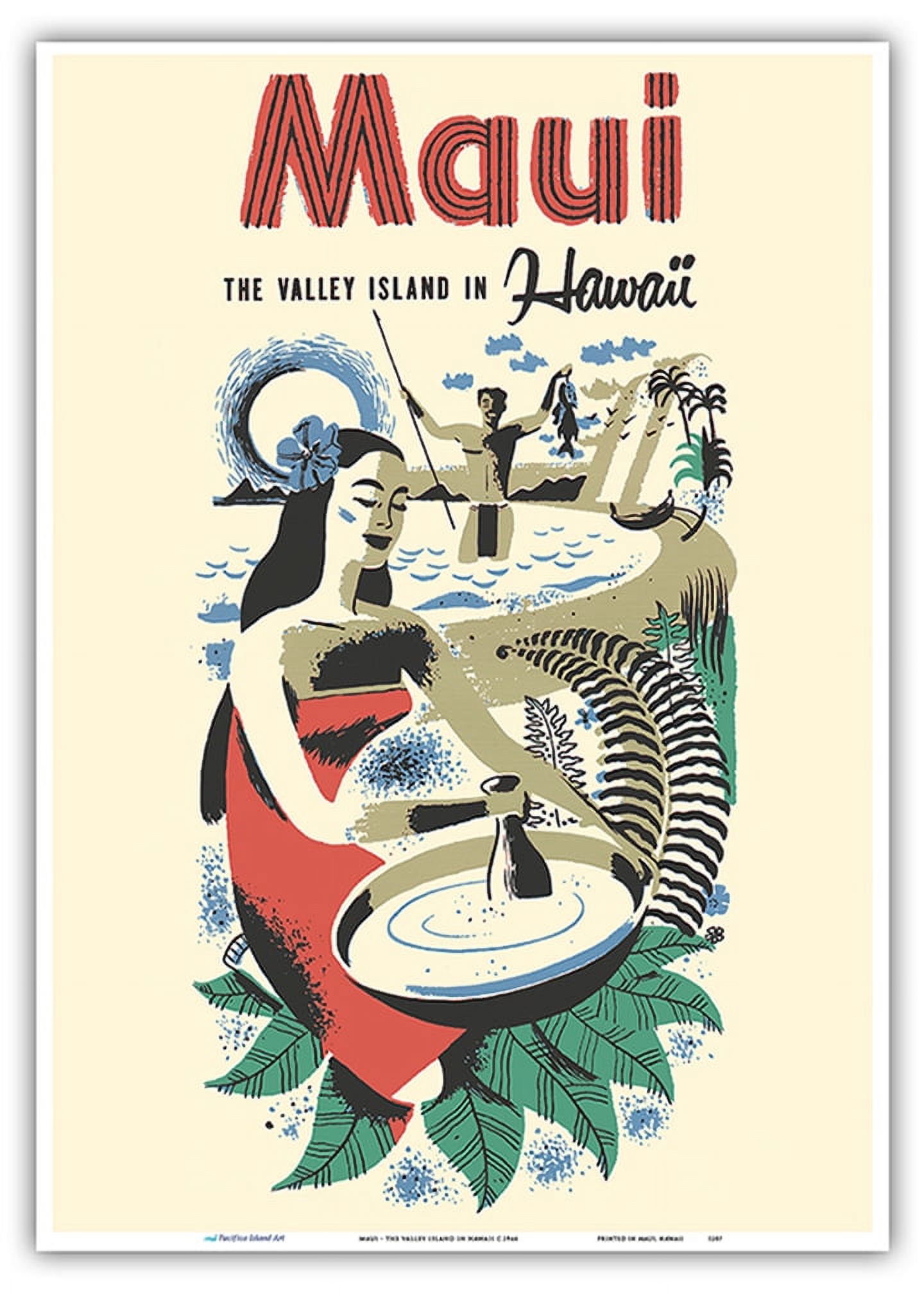 Maui - The Valley Island in Hawaii - Hawaiian Poi Pounder - Vintage ...