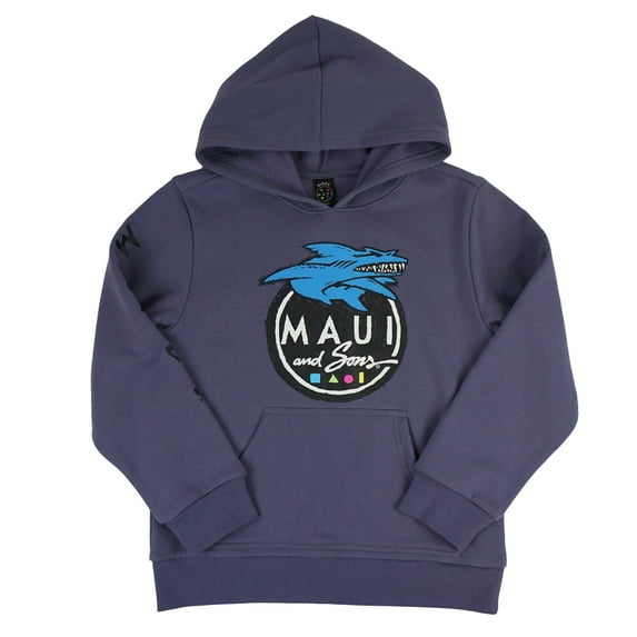 Maui and Sons Boys Fleece Hoodie, Twisted Logo Pullover, Dusk, Back-to ...