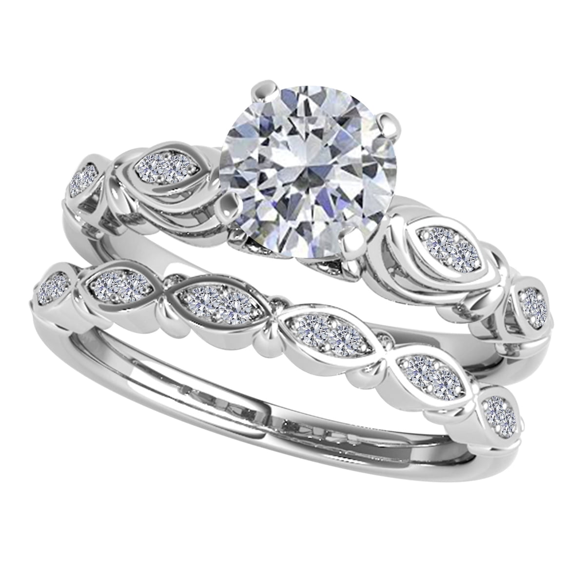 Mauli Jewels 1/2 Carat Halo Diamond Engagement Rings for Women, 10K ...