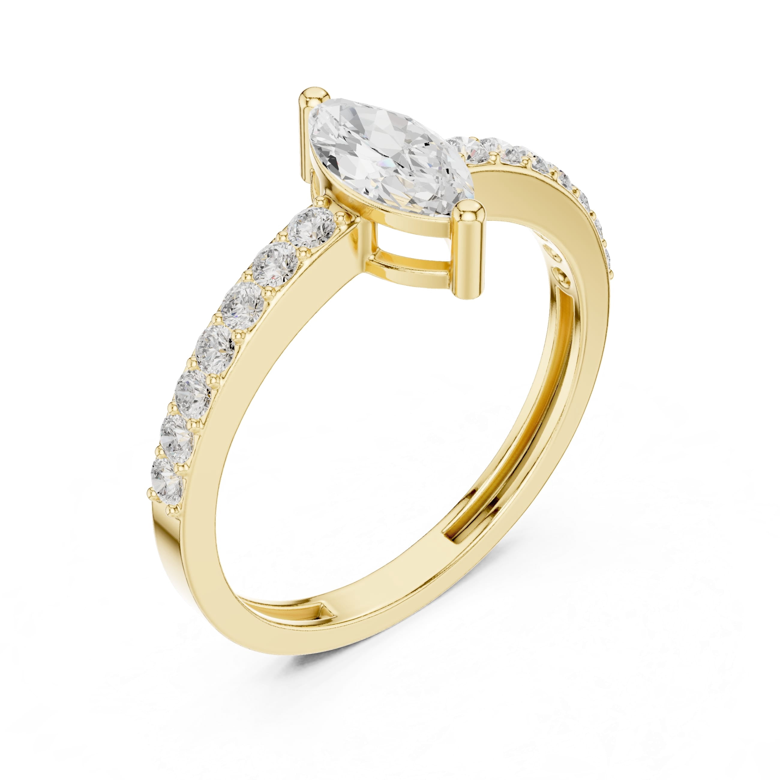 Mauli Jewels 10K Gold 0.60 Ct Lab Grown Diamond Marquise Engagement ...